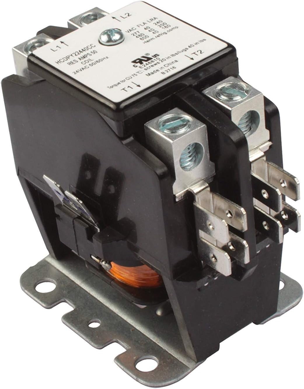 DEFINITE PURPOSE CONTACTOR 40Amp 2P 24V Coil, FLA 50Amp RES AC ...
