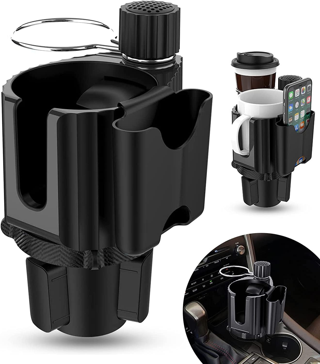 DEFNES 4 in 1 Car Cup Holder Expander Adapter, Adjustable Base Car ...