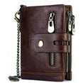 DEFNES Genuine Leather Bifold Wallet for Men with Zippered Security ...
