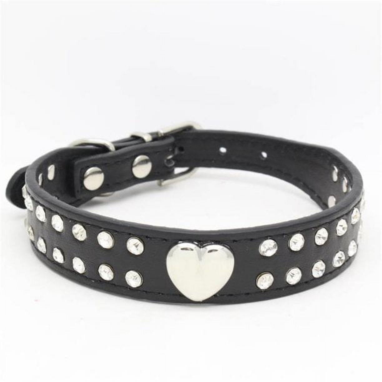 DEFNES Dog Collar Adjustable Leather Collar Fashion Shiny Rhinestone ...