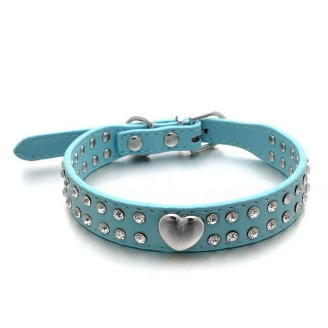 DEFNES Dog Collar Adjustable Leather Collar Fashion Shiny Rhinestone ...
