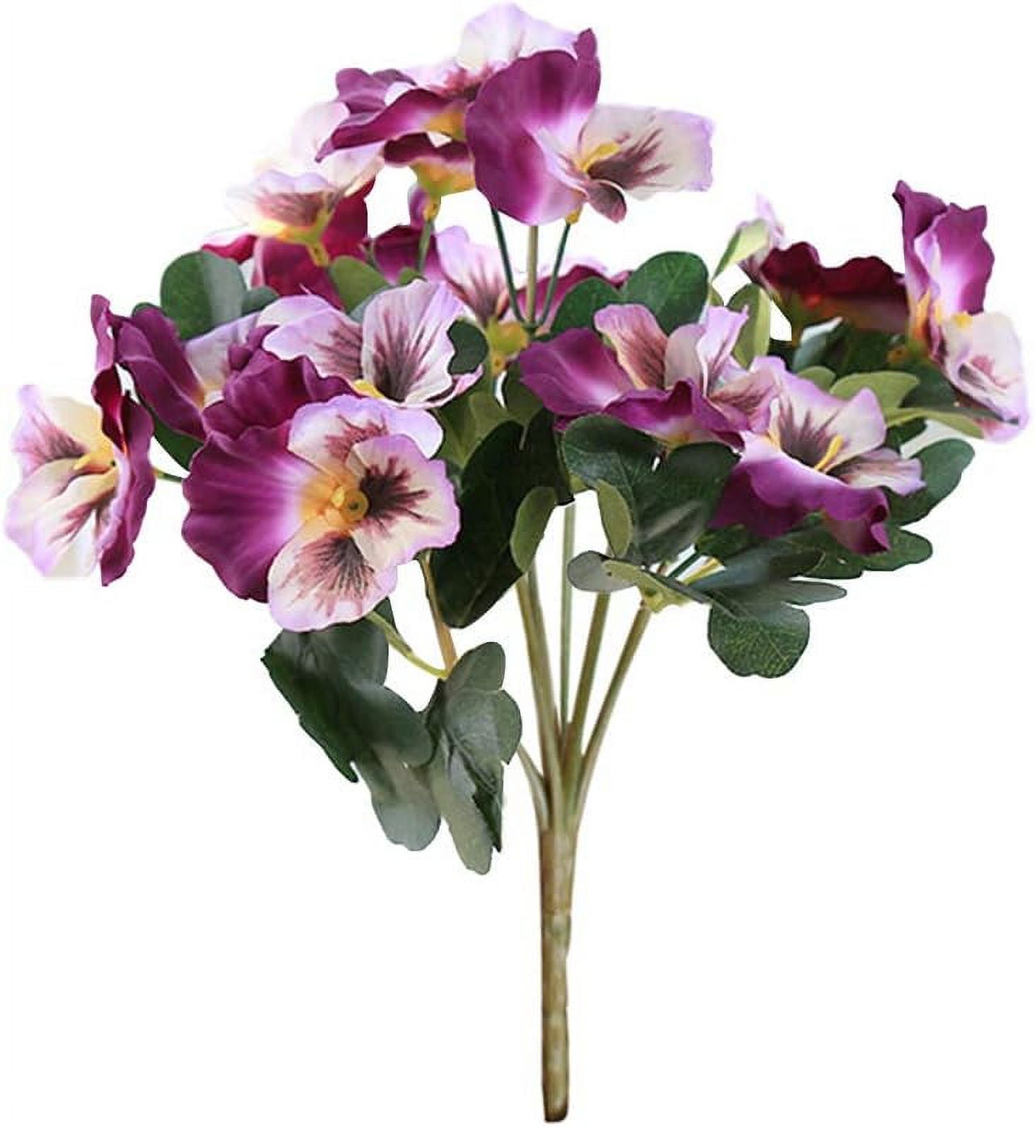 DEFNES Large Artificial Pansy & Daisy Bouquet, Faux Purple Flowers for ...