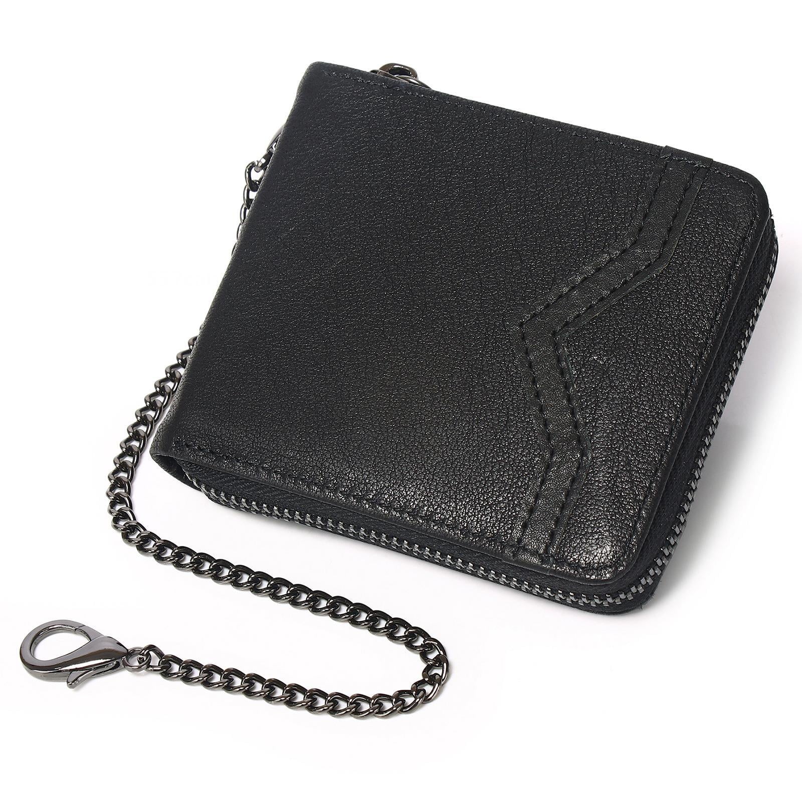 DEFNES Men Genuine Leather RFID Anti-Scanning Anti-Theft Zipper Wallet ...