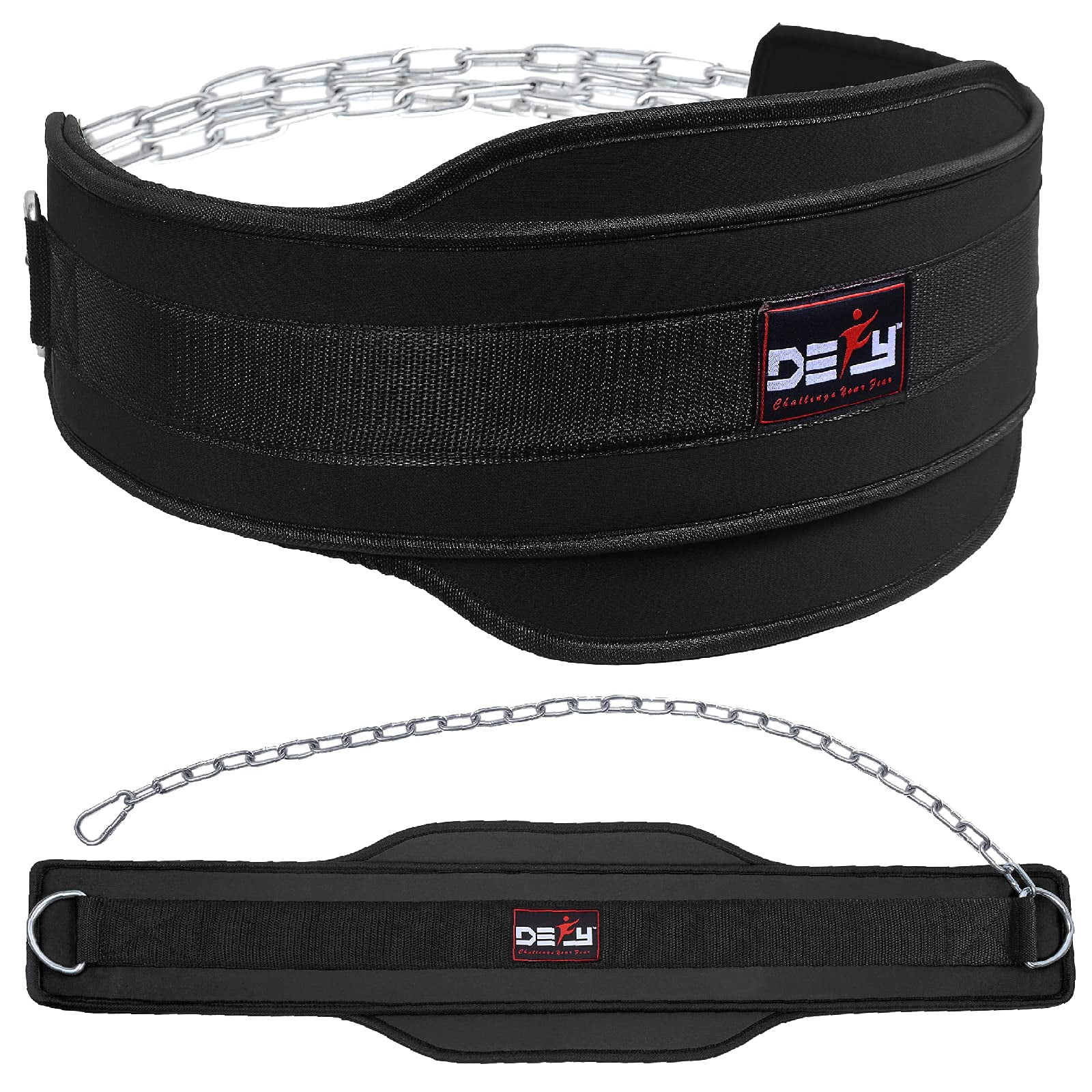 DEFY Double Padded Neoprene Dip Belt - Heavy Duty Steel Chain For Power ...