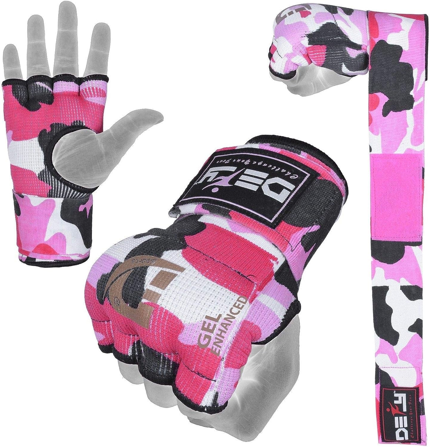 DEFY Gel Padded Ladies Inner Gloves with Hand Wraps MMA Muay Thai Fist ...