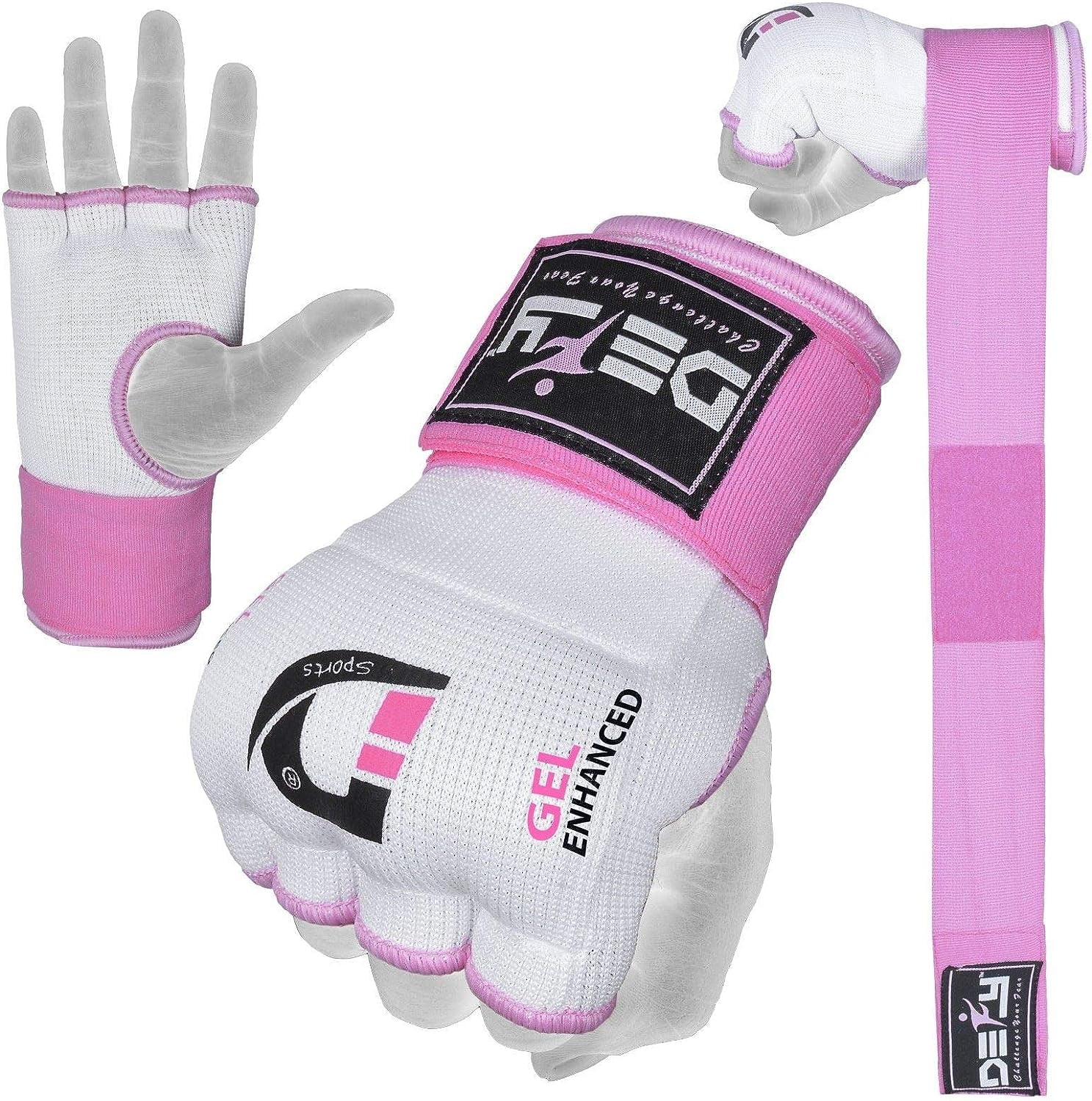 DEFY Gel Padded Ladies Inner Gloves with Hand Wraps MMA Muay Thai Fist ...