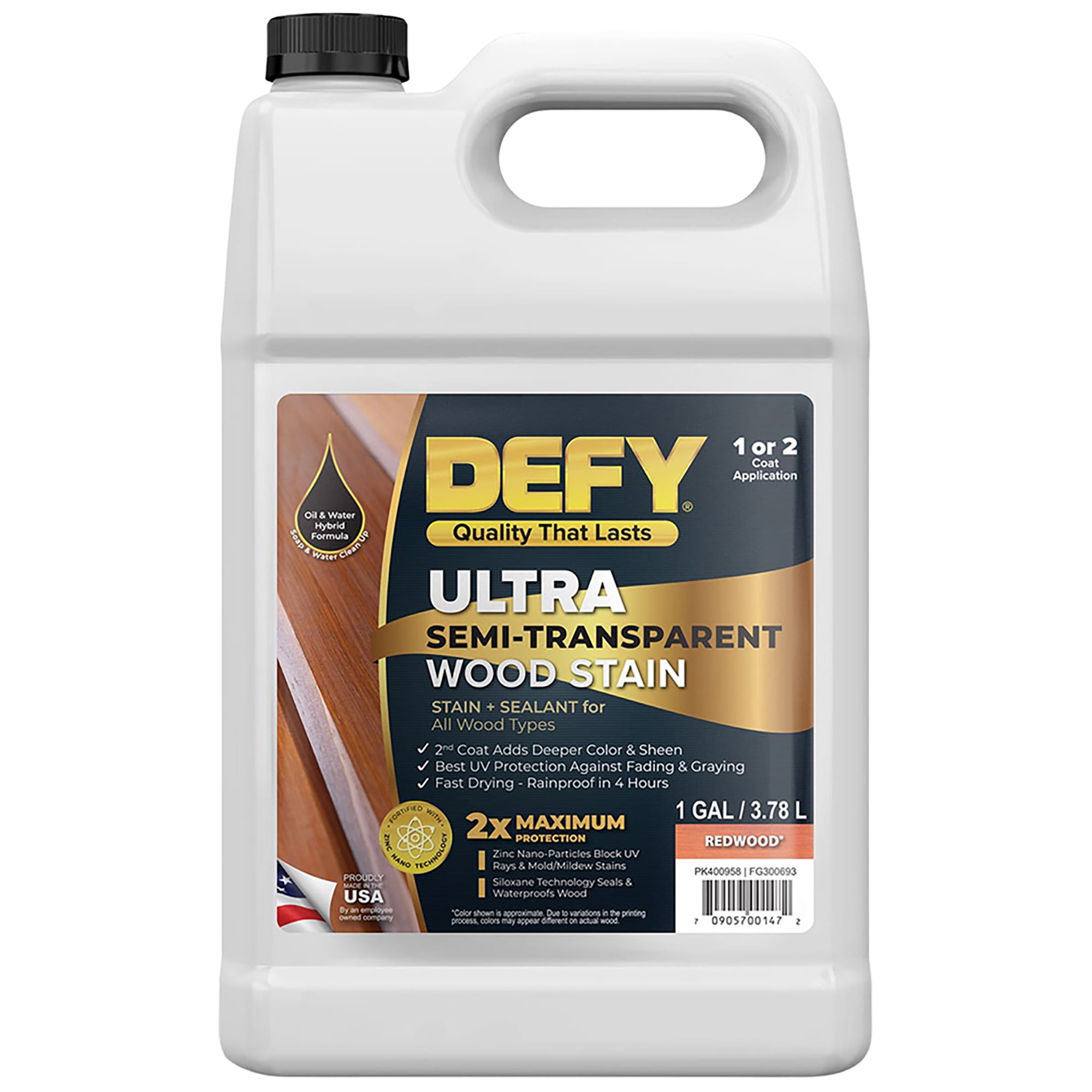 DEFY Ultra Oil-Based Semi-Transparent Wood Stain, Cedar Tone, UV ...