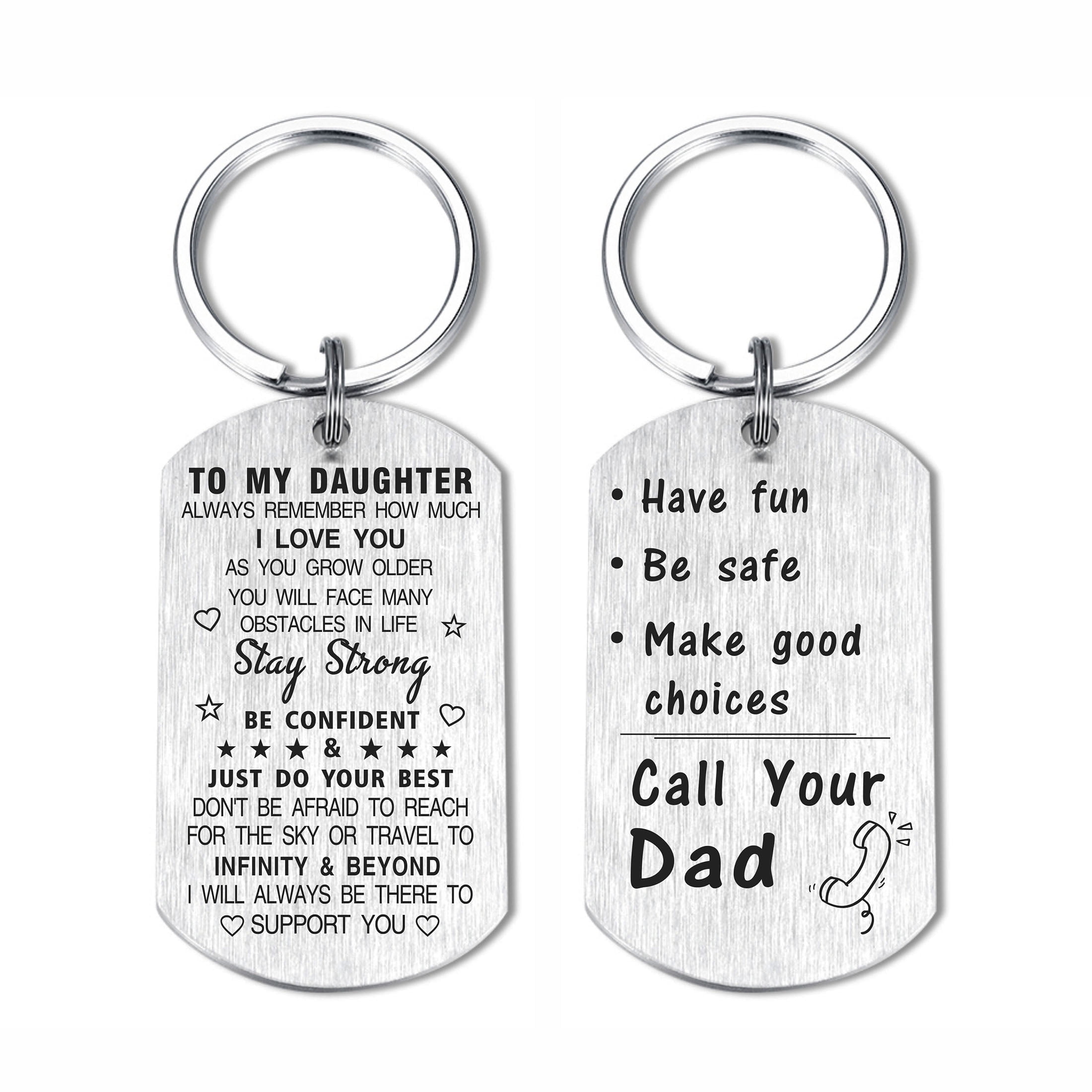 DEGASKEN Daughter Keychain, Inspirational Gifts from Dad, Birthday ...