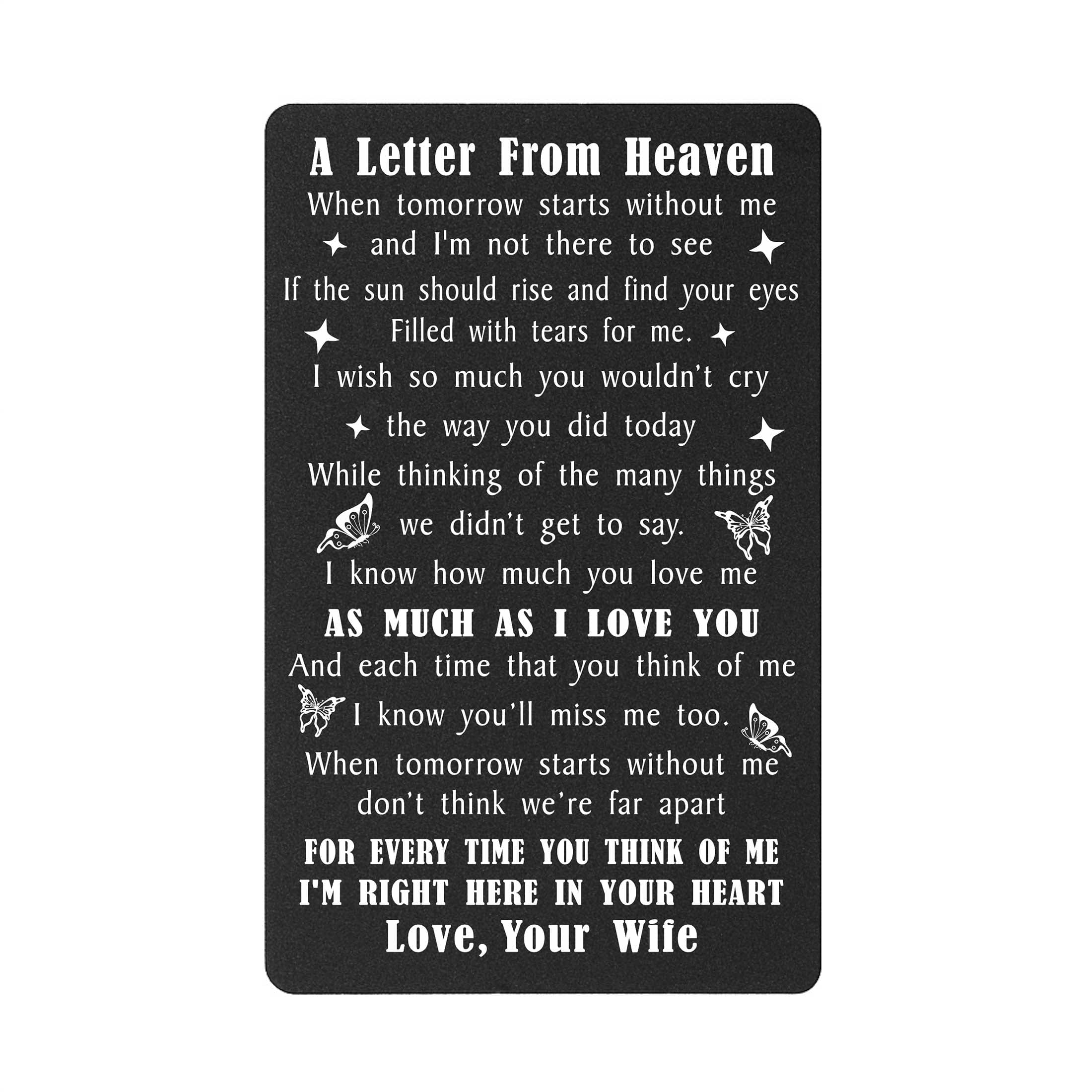 DEGASKEN Sympathy Cards for Loss of Wife, Engraved Decorative Husband ...