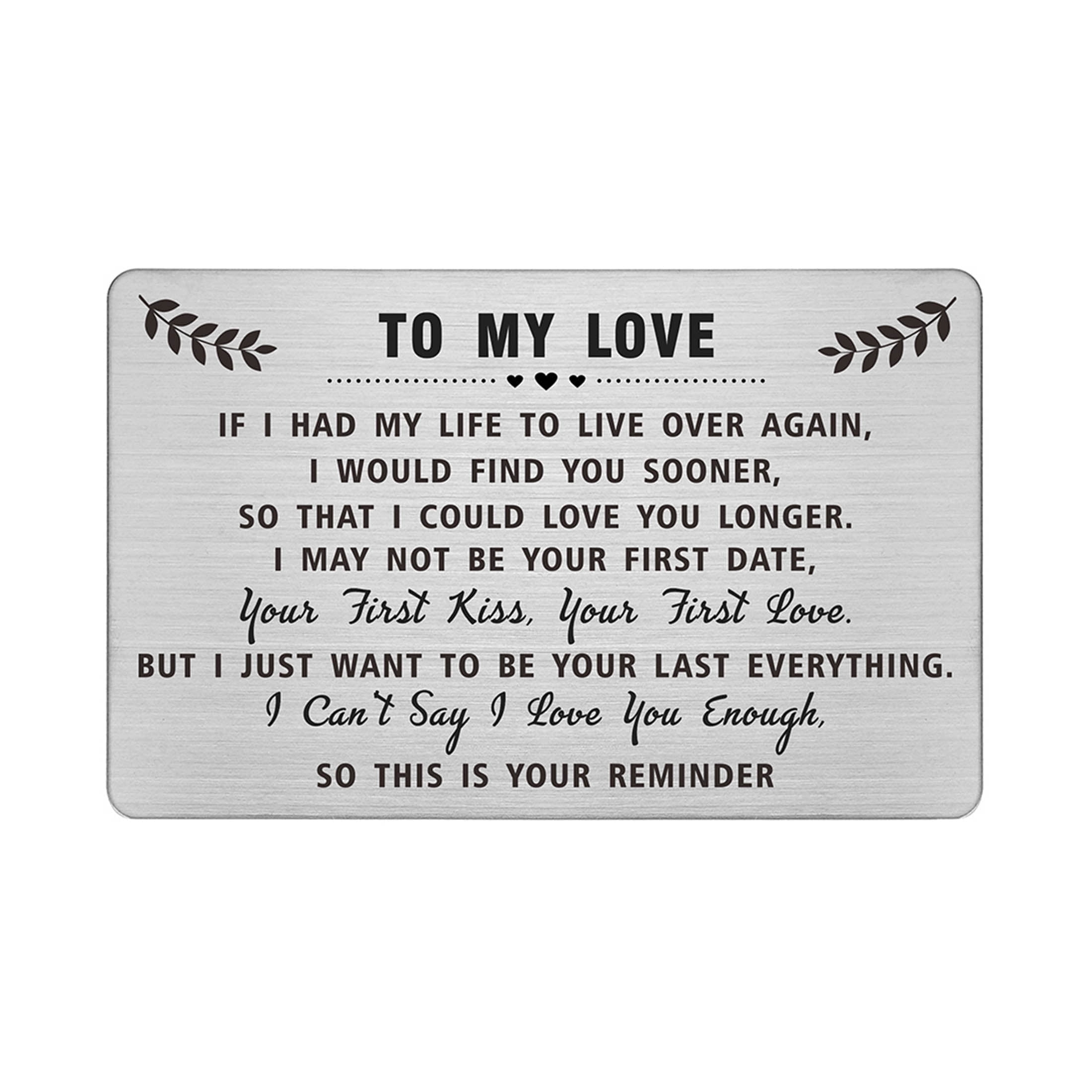 DEGASKEN, To My Love Wallet Card for Him, Stainless Steel, 3.38"x3.38 ...