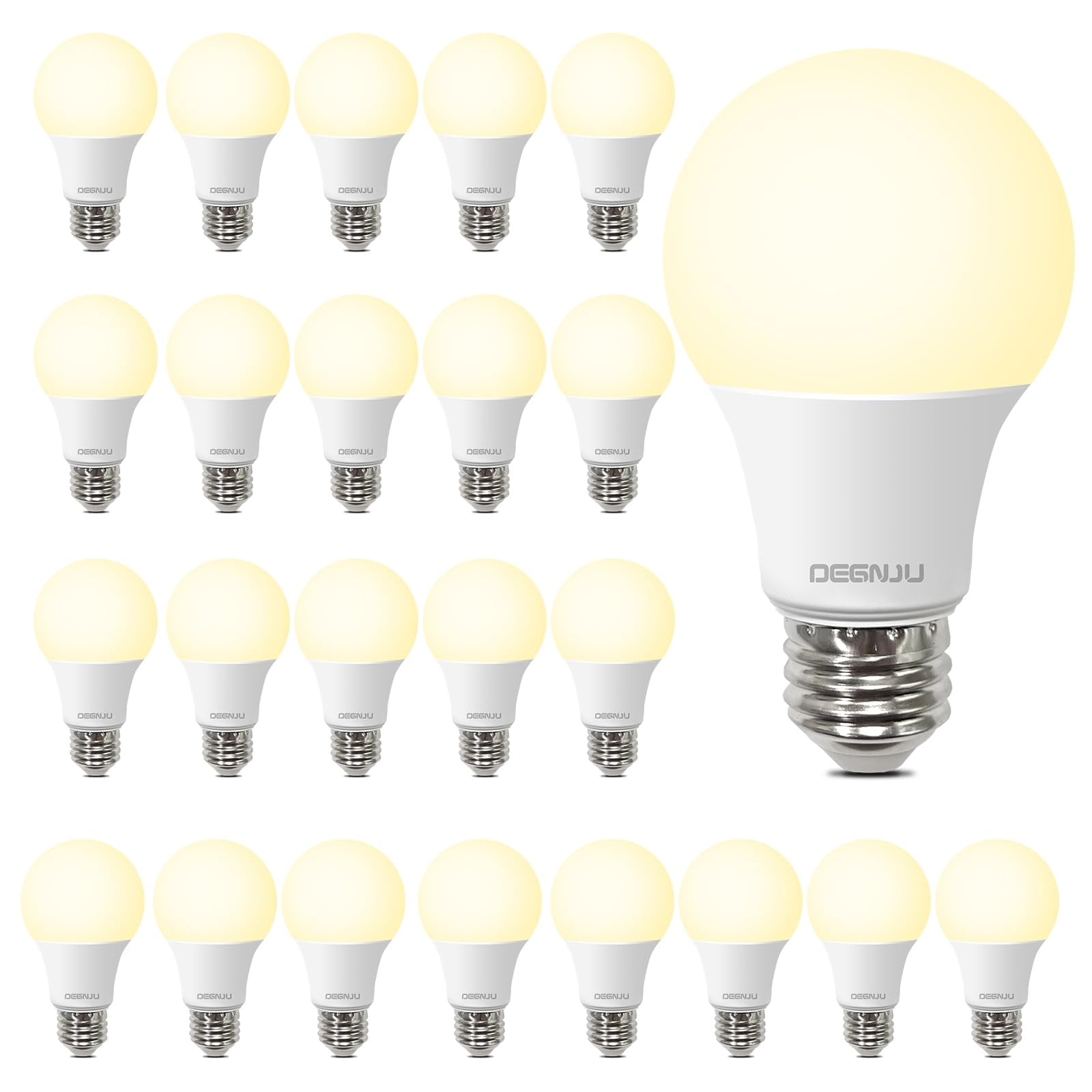 DEGNJU 24 Pack LED Light Bulbs Soft White 2700K, 60 Watt Equivalent LED ...