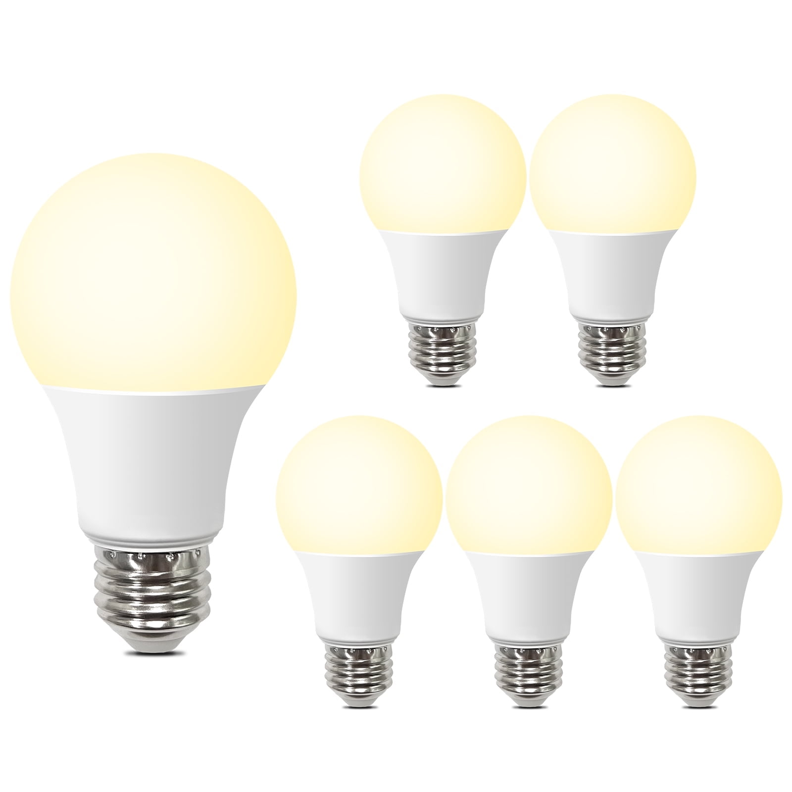 DEGNJU LED Light Bulbs, 8W, 60W Equivalent, Soft White 2700K, A19, E26 ...