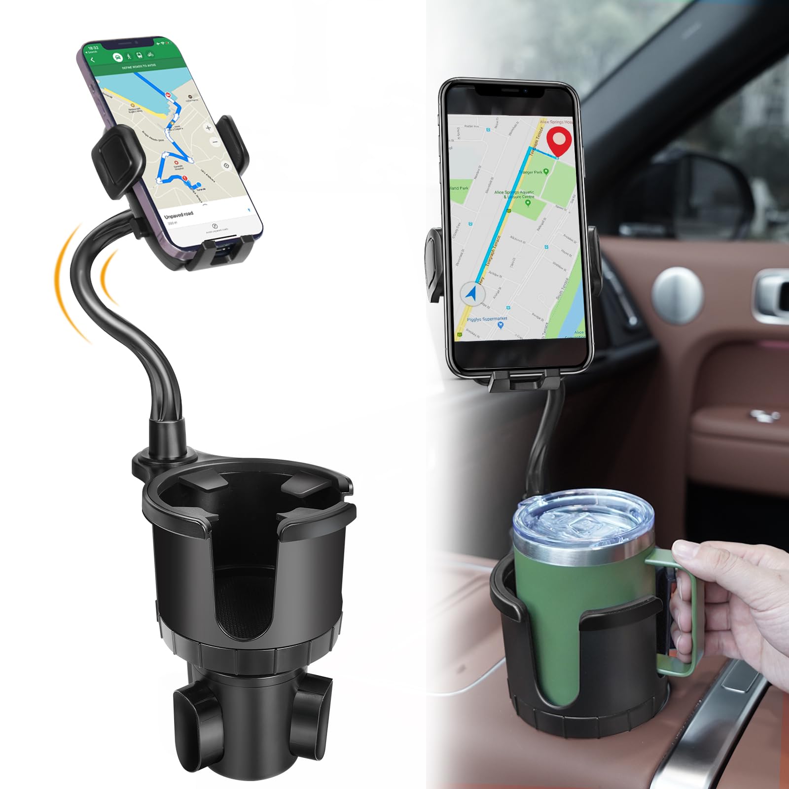 DEGUM Car Cup Holder Expander with Phone Mount, [Super Stable & No ...