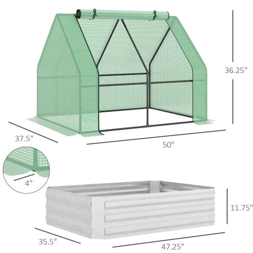 DEGUO Galvanized Raised Garden Bed with Mini Greenhouse Cover, Outdoor ...
