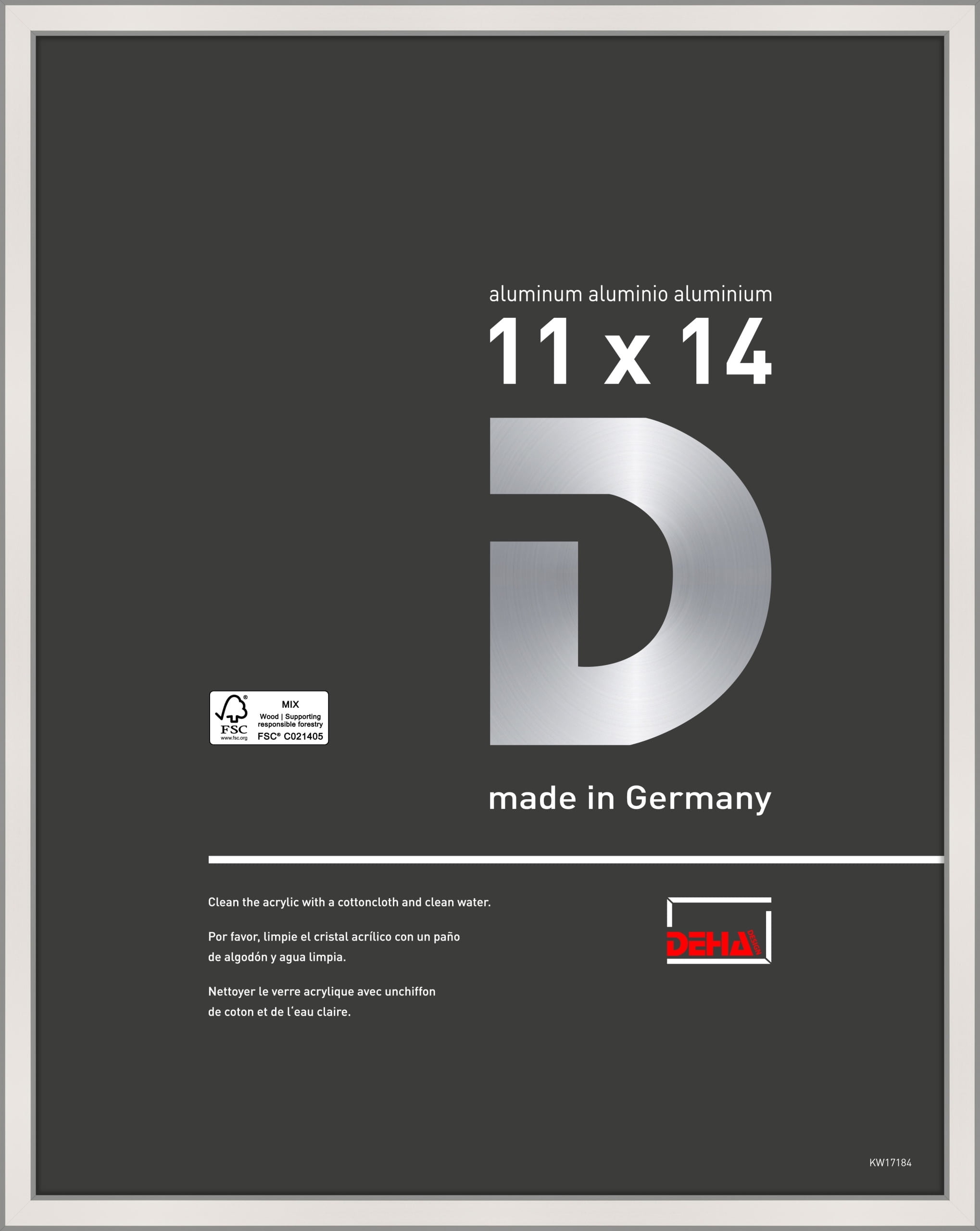 DEHA Design 11x14 Picture Frame Boston Polished Silver Aluminum Metal ...