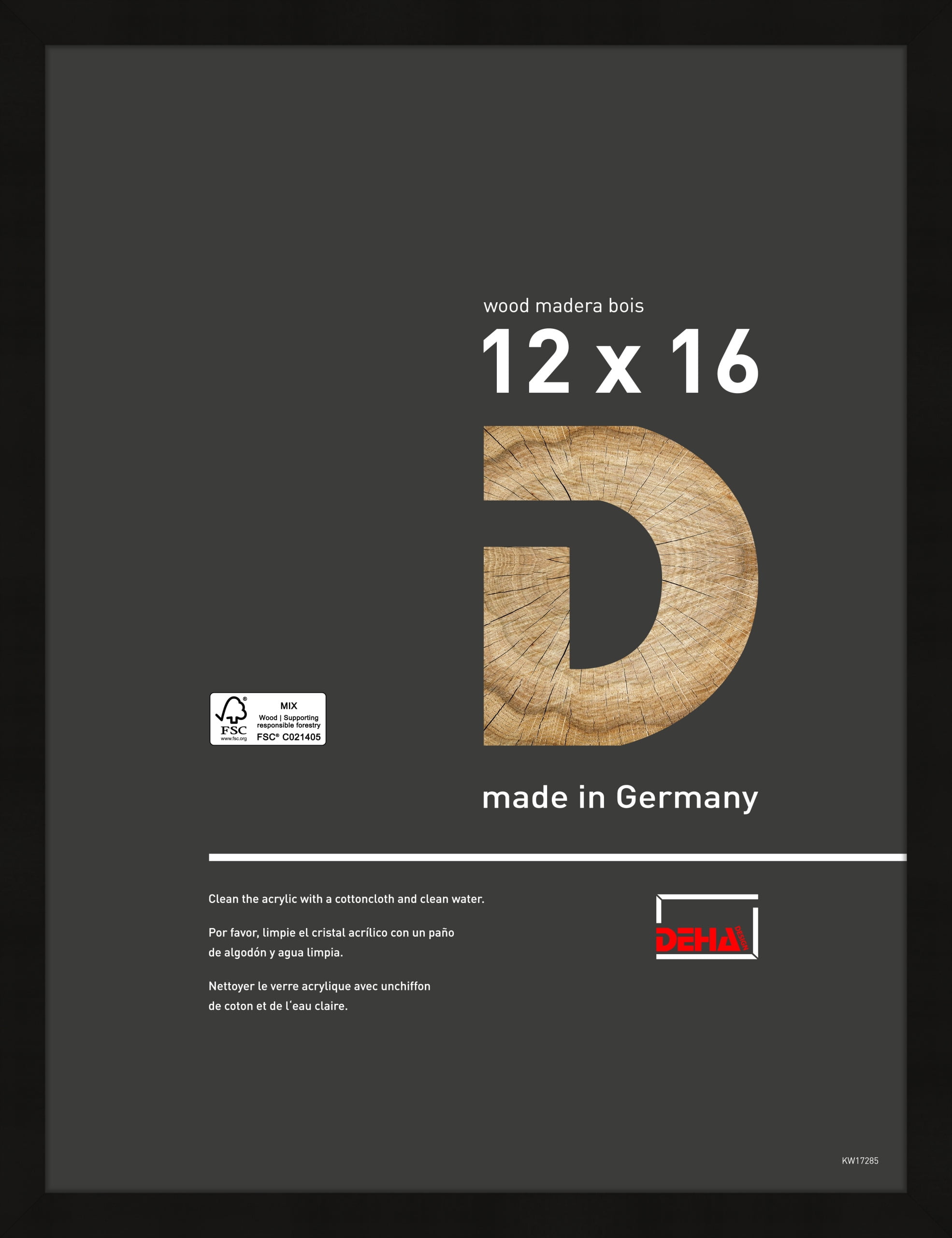 DEHA Design 12x16 Picture Frame Fontana Black Wood with Shatter ...