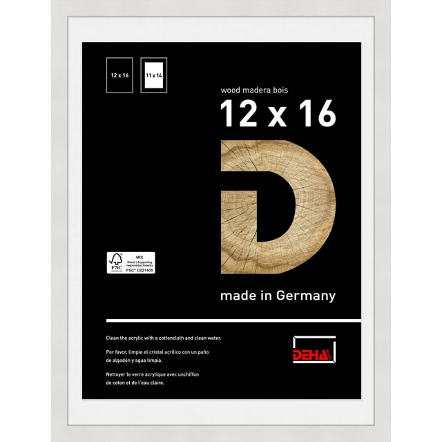 DEHA Design 12x16 Picture Frame Narvik White Wooden Frame with Shatter ...