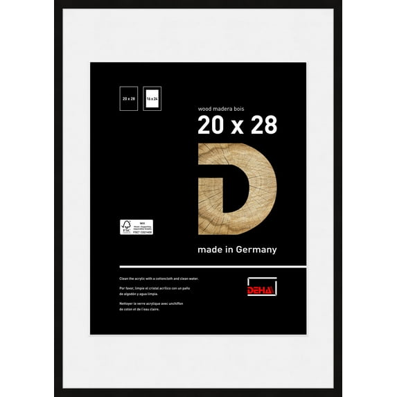 DEHA Design 20x28 Picture Frame Narvik Black Wooden Frame with Shatter ...