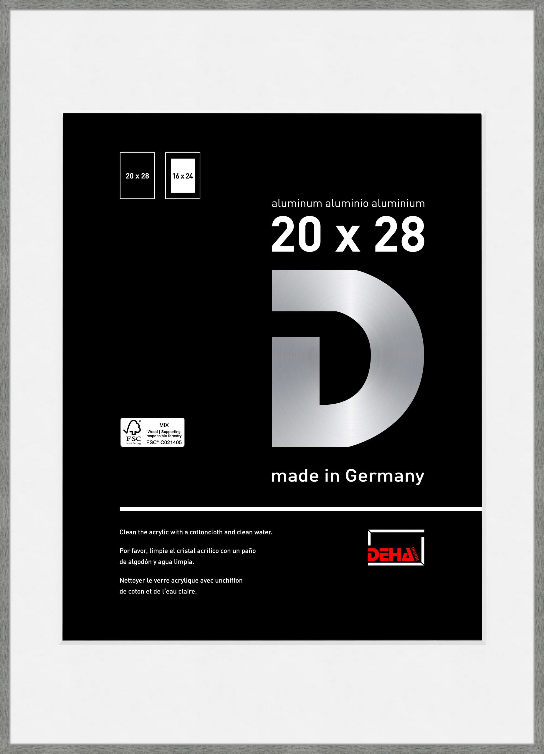DEHA Design 20x28 with mat 16x24 Picture Frame Tribeca Soft Frosted ...