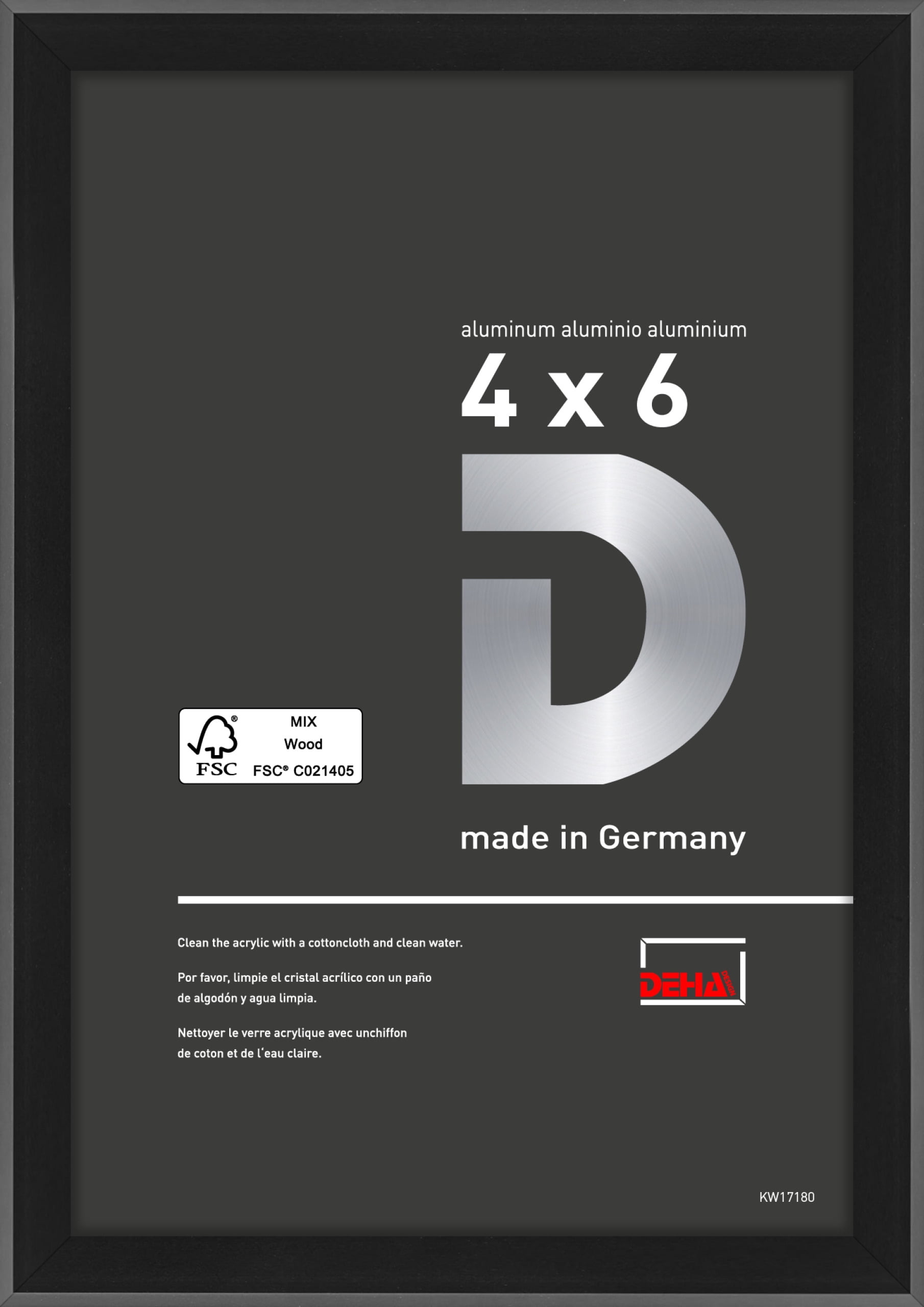 DEHA Design 4x6 Picture Frame Atlanta Frosted Black Aluminum Metal ...