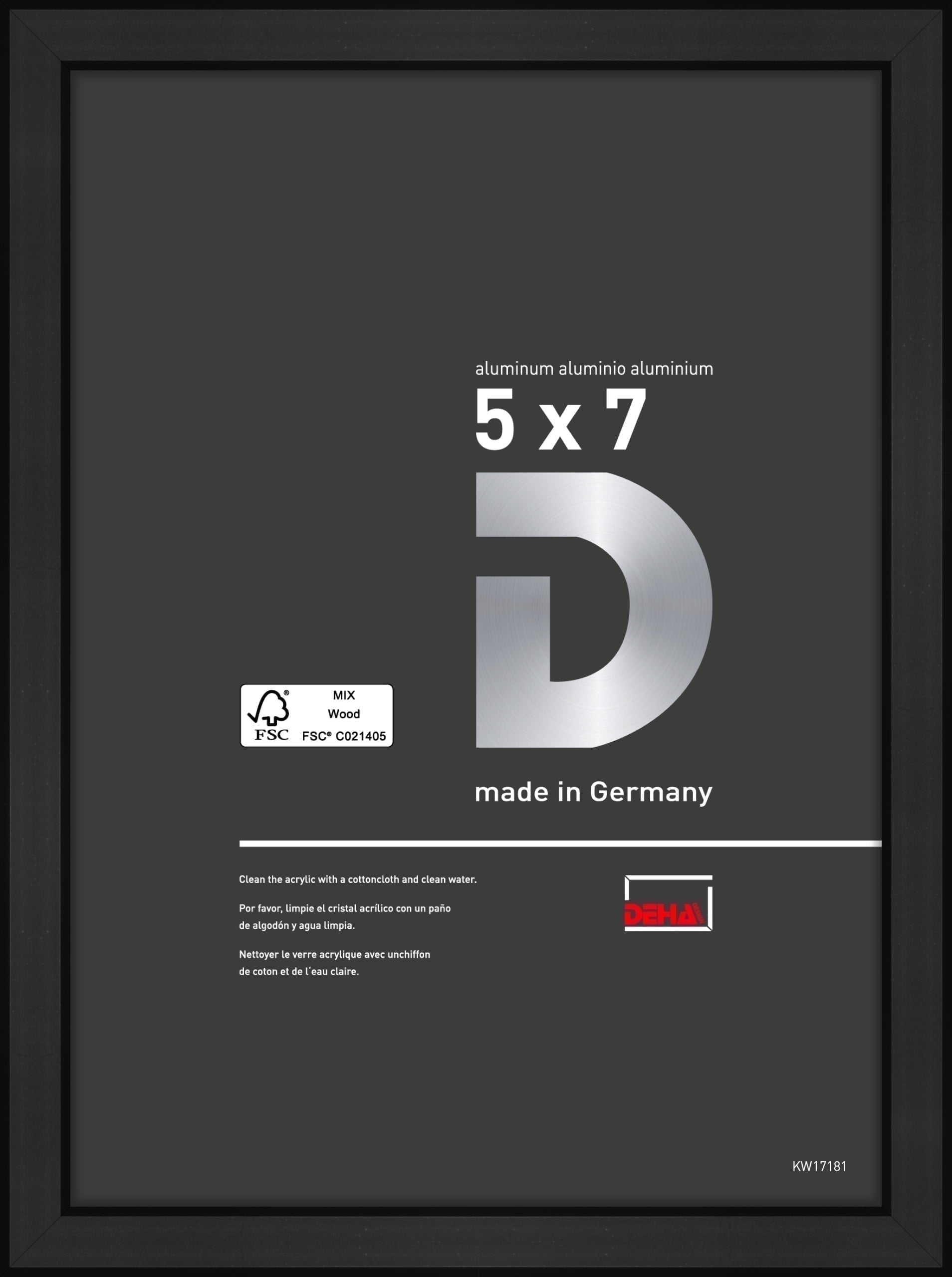 DEHA Design Boston Jet Black 5x7 Picture Frame, Aluminum Metal ...