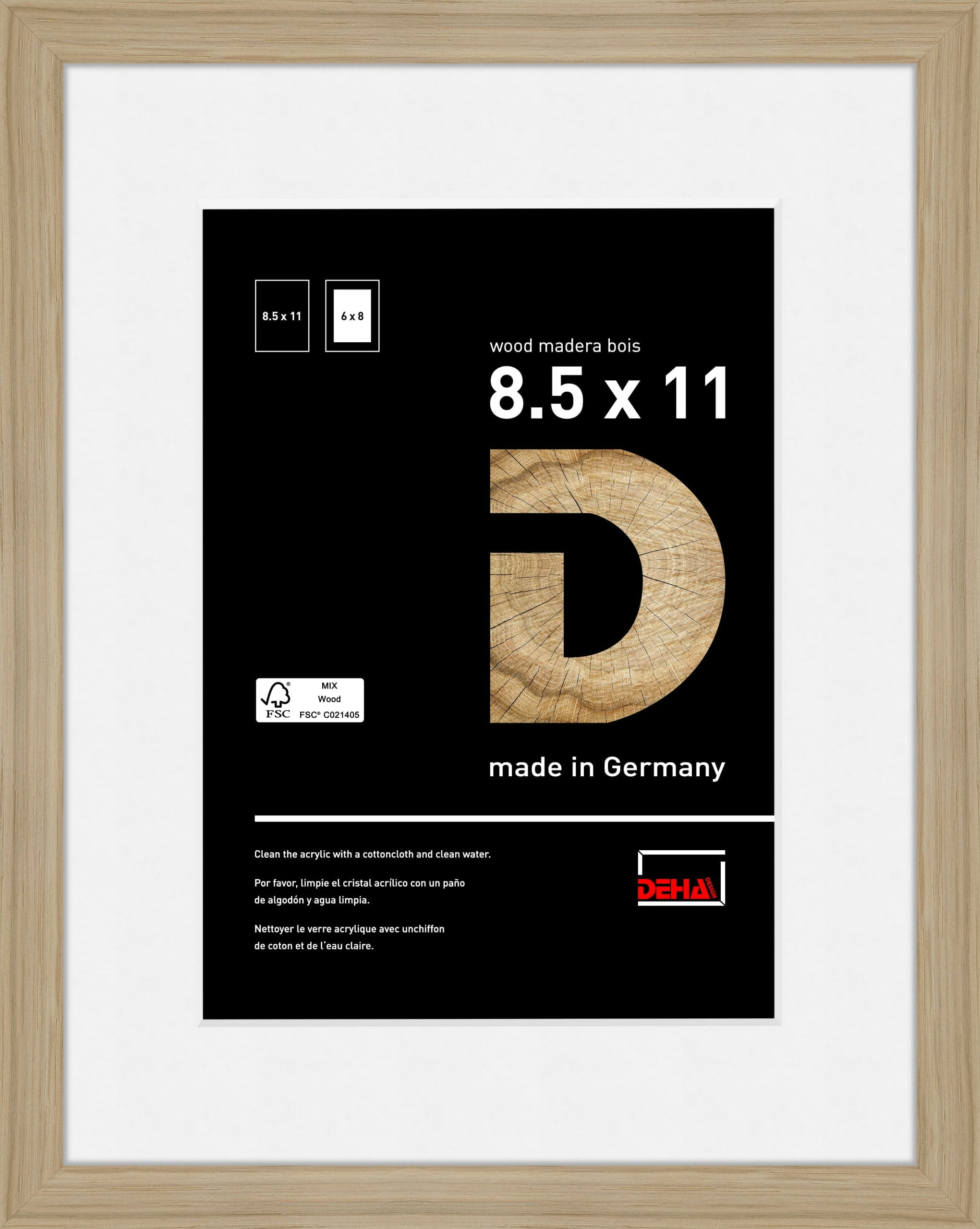 DEHA Design 8.5x11 Document, Certificate, Picture Frame Narvik Natural ...