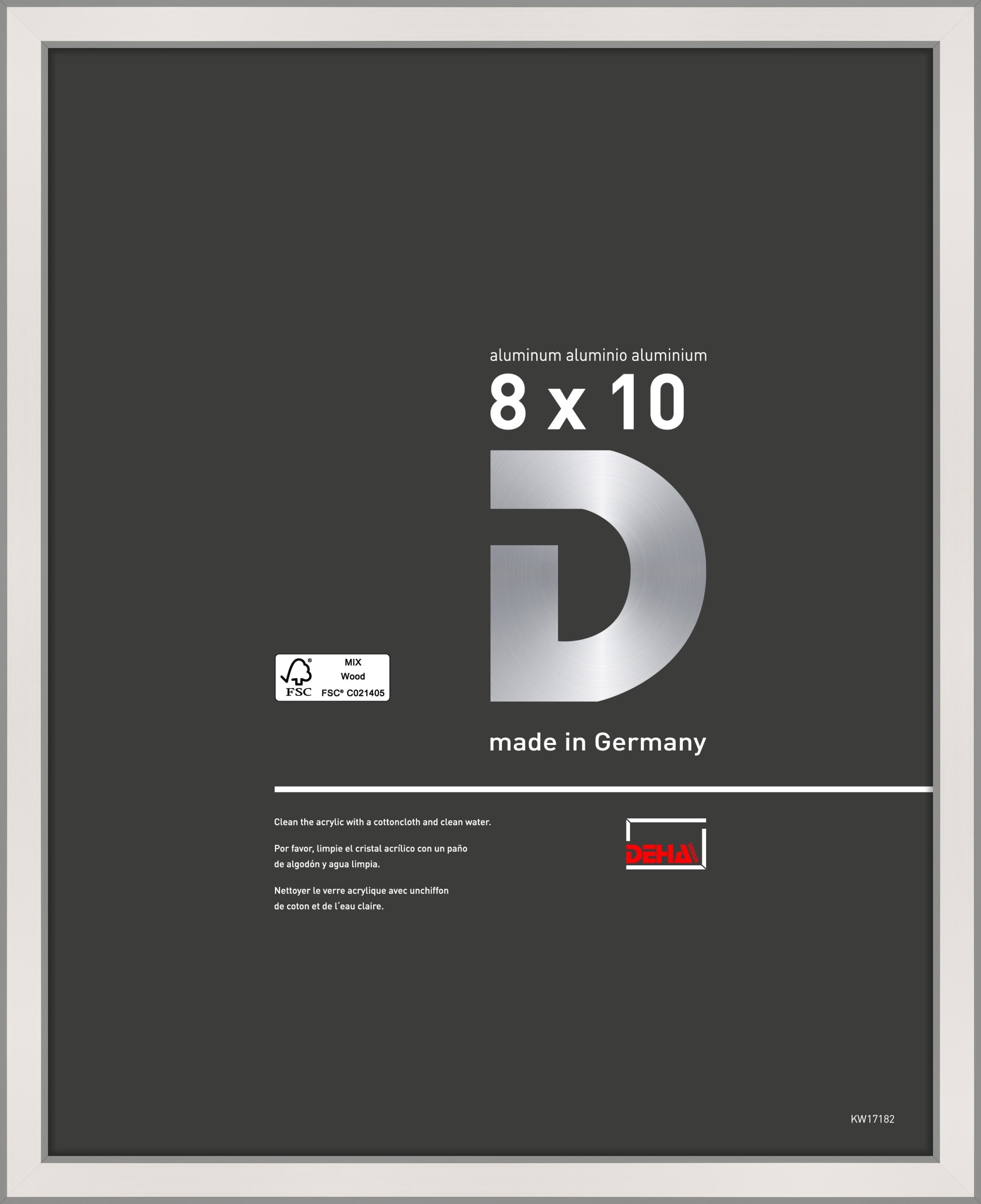 DEHA Design 8x10 Picture Frame Boston Polished Silver Aluminum Metal ...