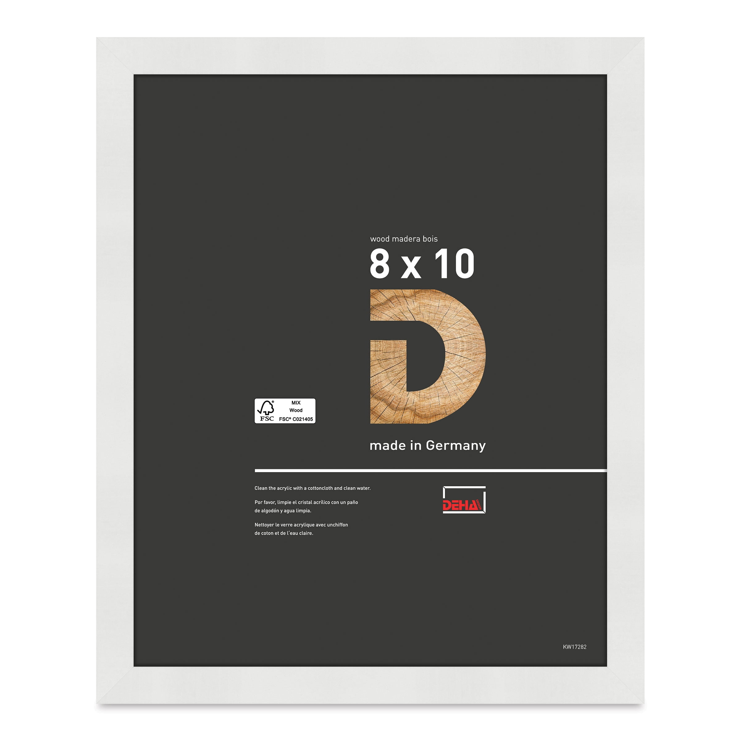 DEHA Design 8x10 Picture Frame Fontana White Wood Frame with Shatter ...