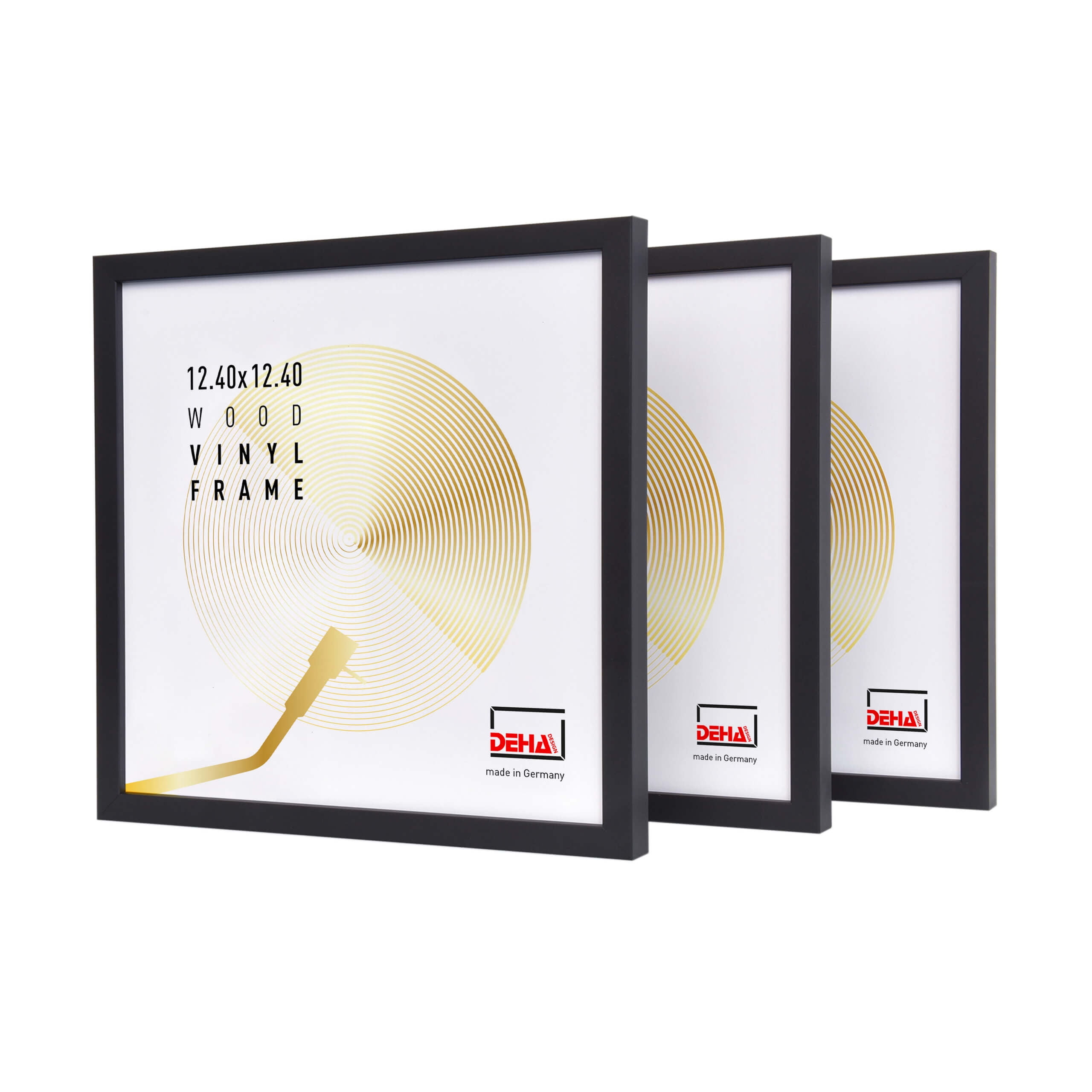 DEHA Design Set Of 3 Black LP Vinyl Record Wood Display Frame, Music ...