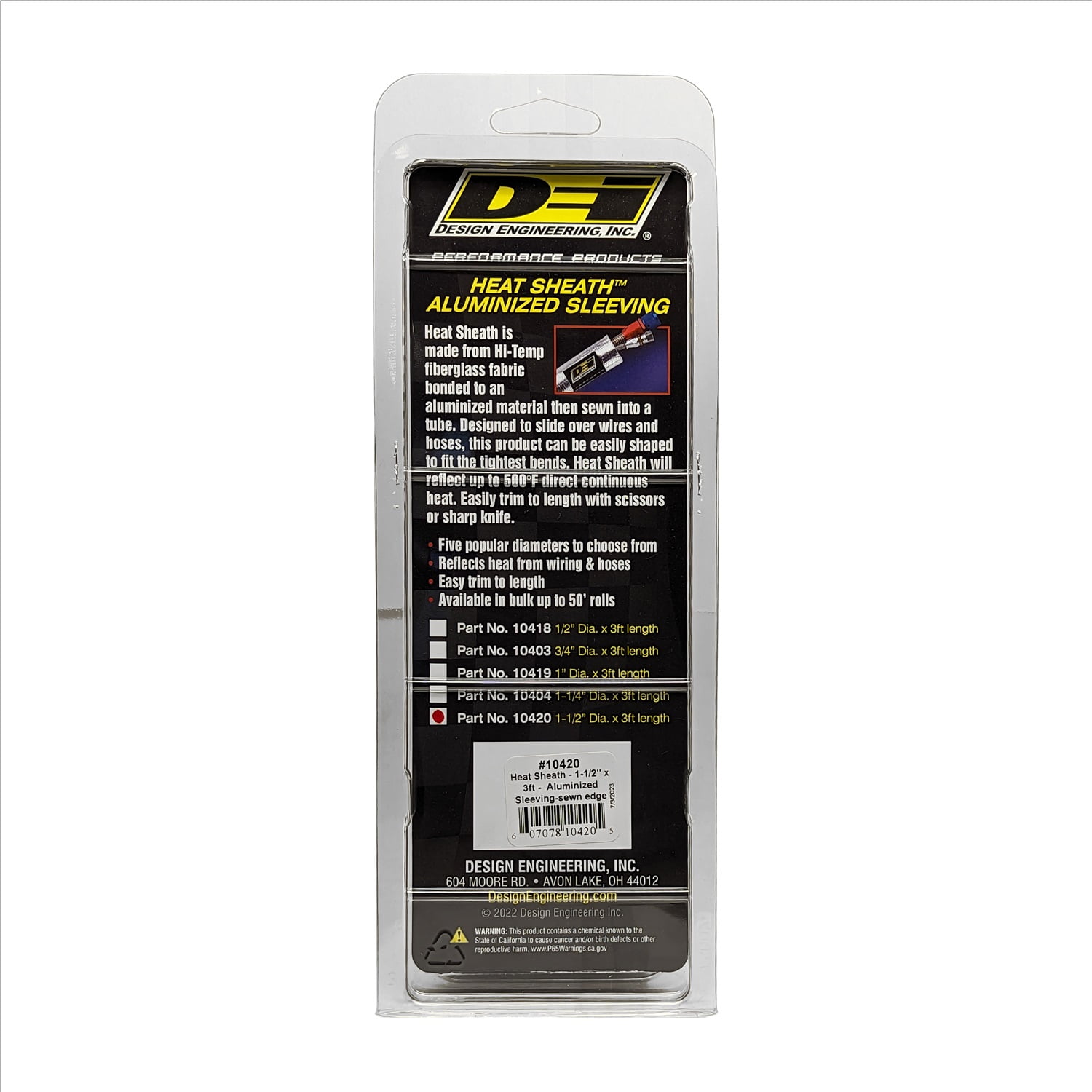 DEI Heat Sheath 1-1/2in I.D. x 3ft - Aluminized Sleeving- Sewn Edge ...