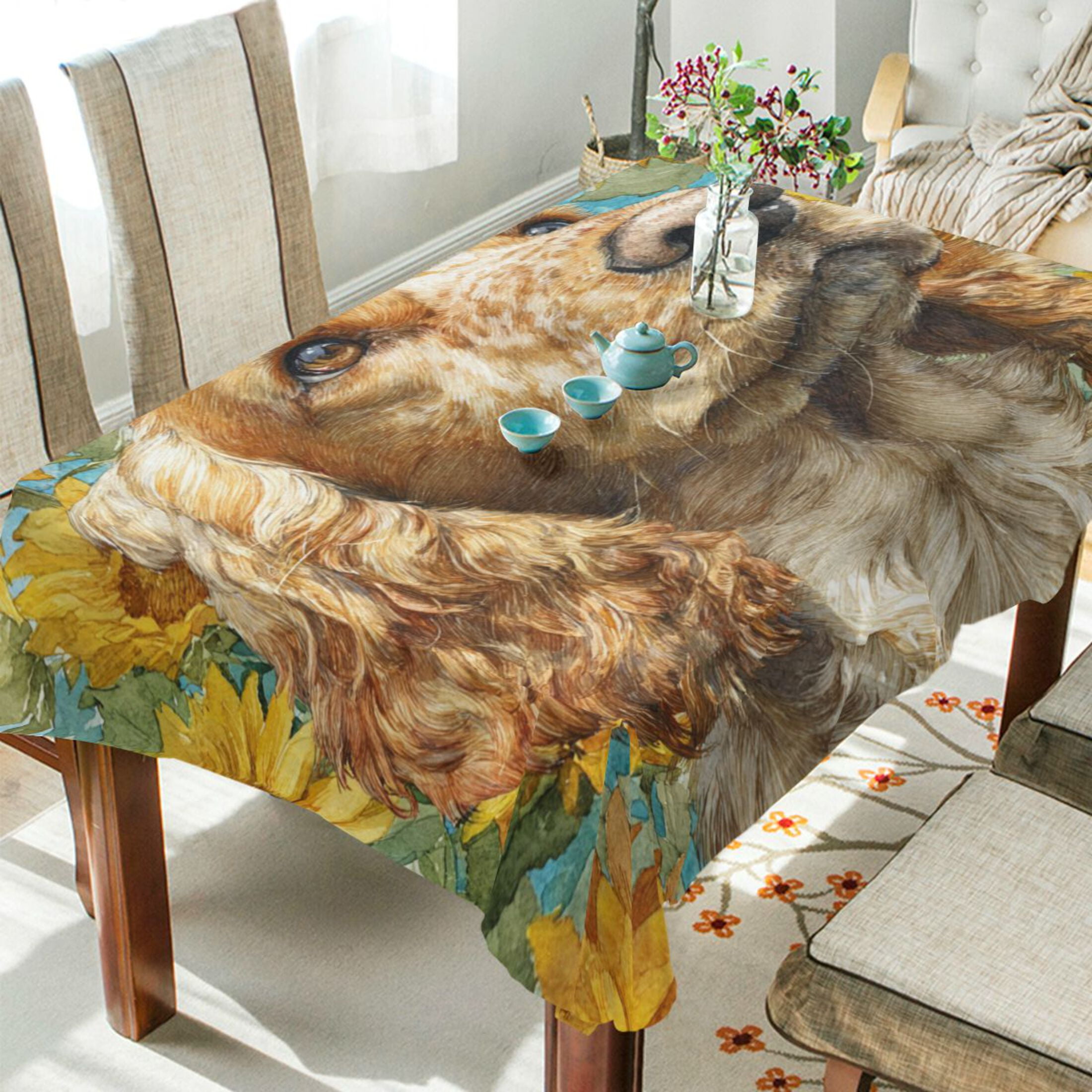 DEIARA Cocker Spaniel Dogs Square Tablecloth 54×54in Polyester Fabric ...