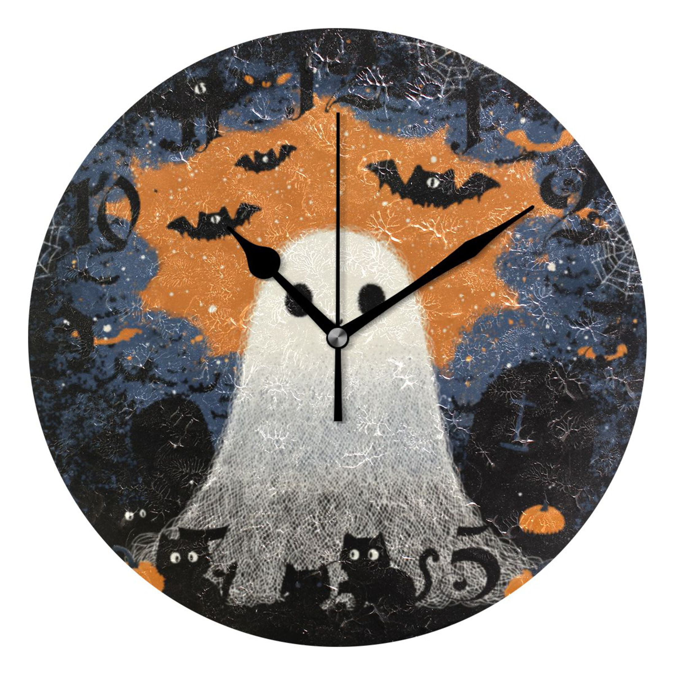 DEIARA Cute Little Ghost Burgundy Butterfly Wall Clock 10in Silent ...