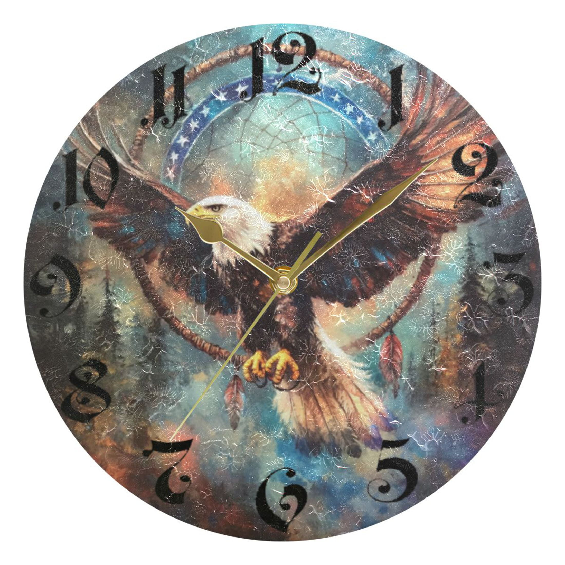 DEIARA Eagle Soaring in The Sky Burgundy Butterfly Wall Clock 10in ...