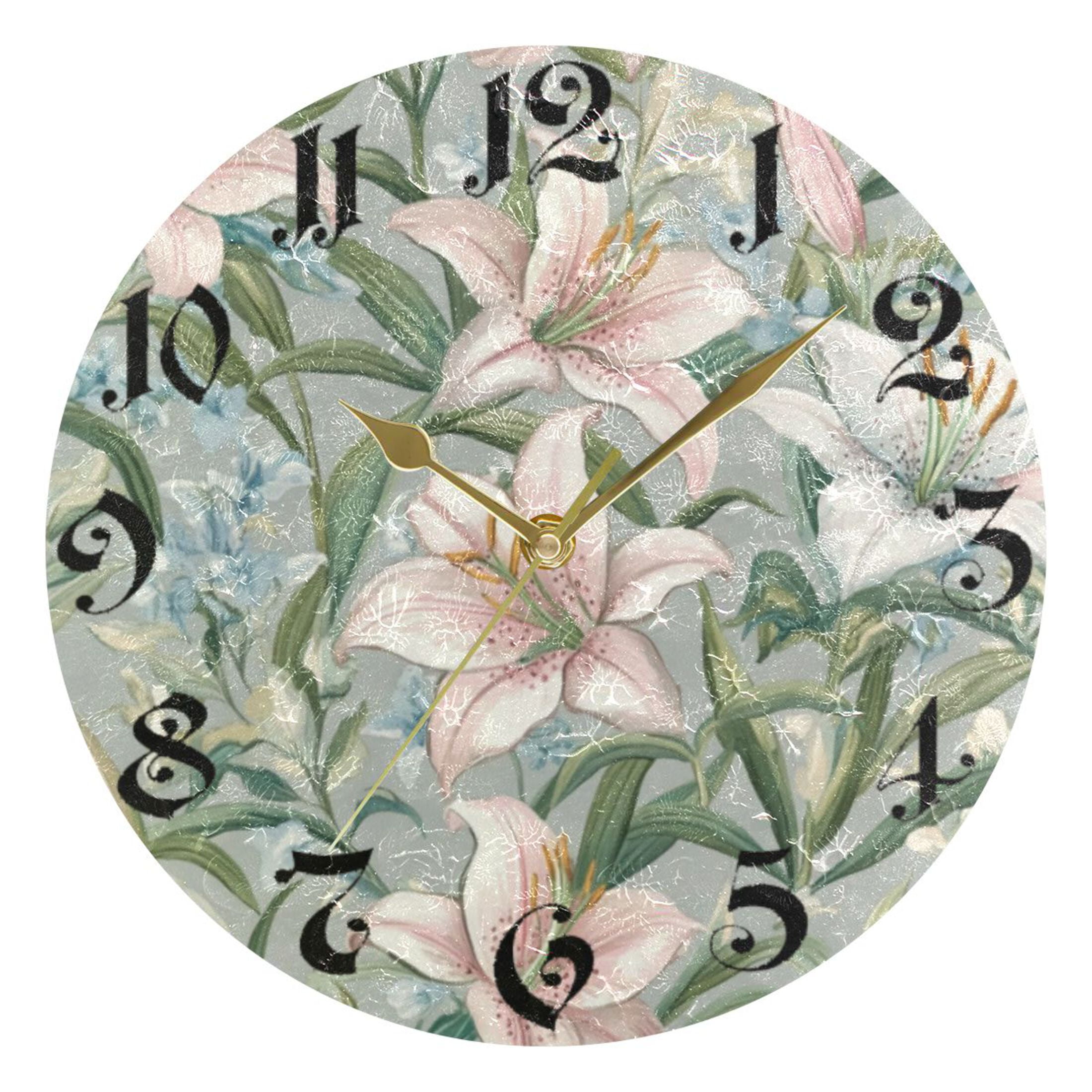 DEIARA Famille Rose Enamels Burgundy Butterfly Wall Clock 10in Silent ...