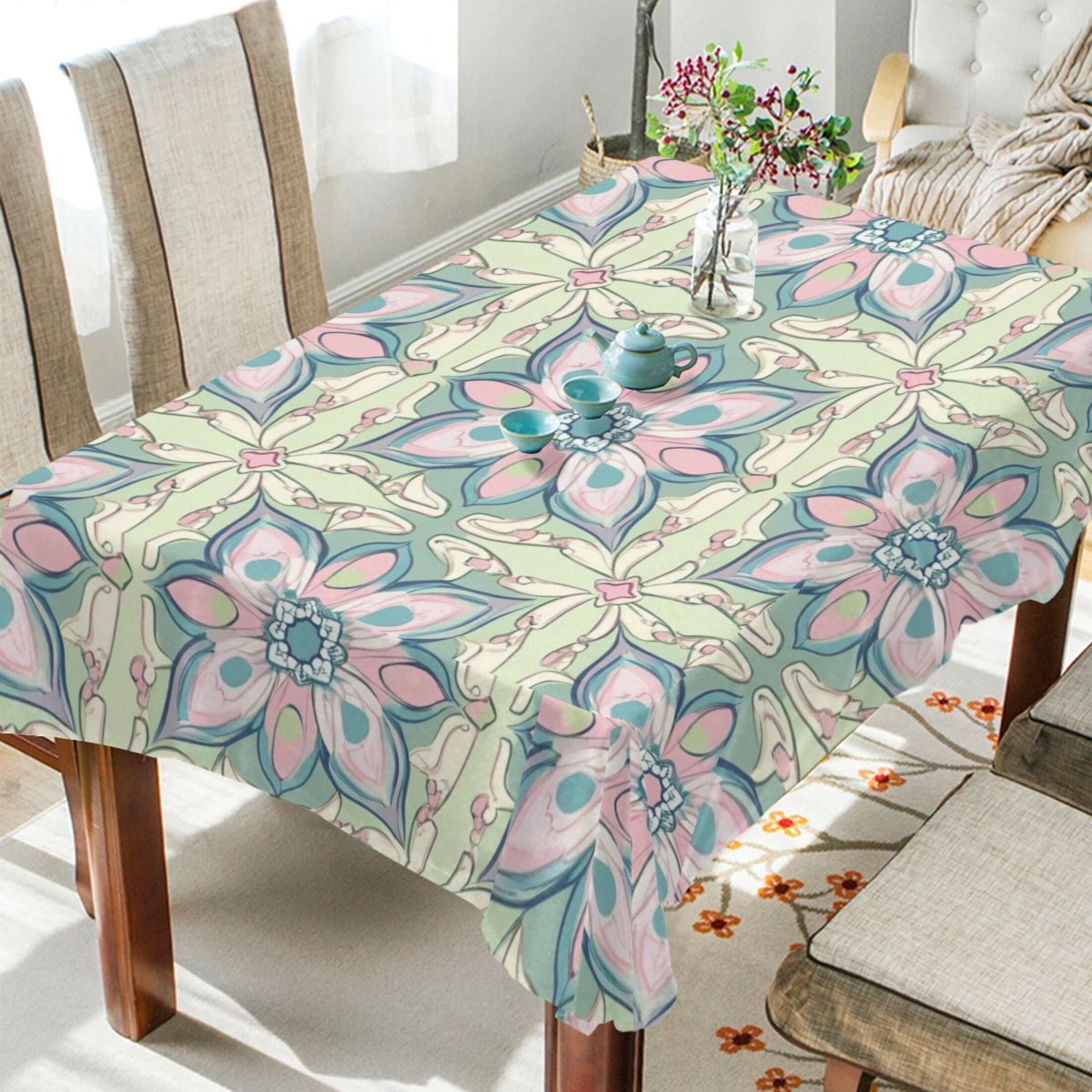 DEIARA Persian Style Motifs Square Tablecloth 54×54in Polyester Fabric ...
