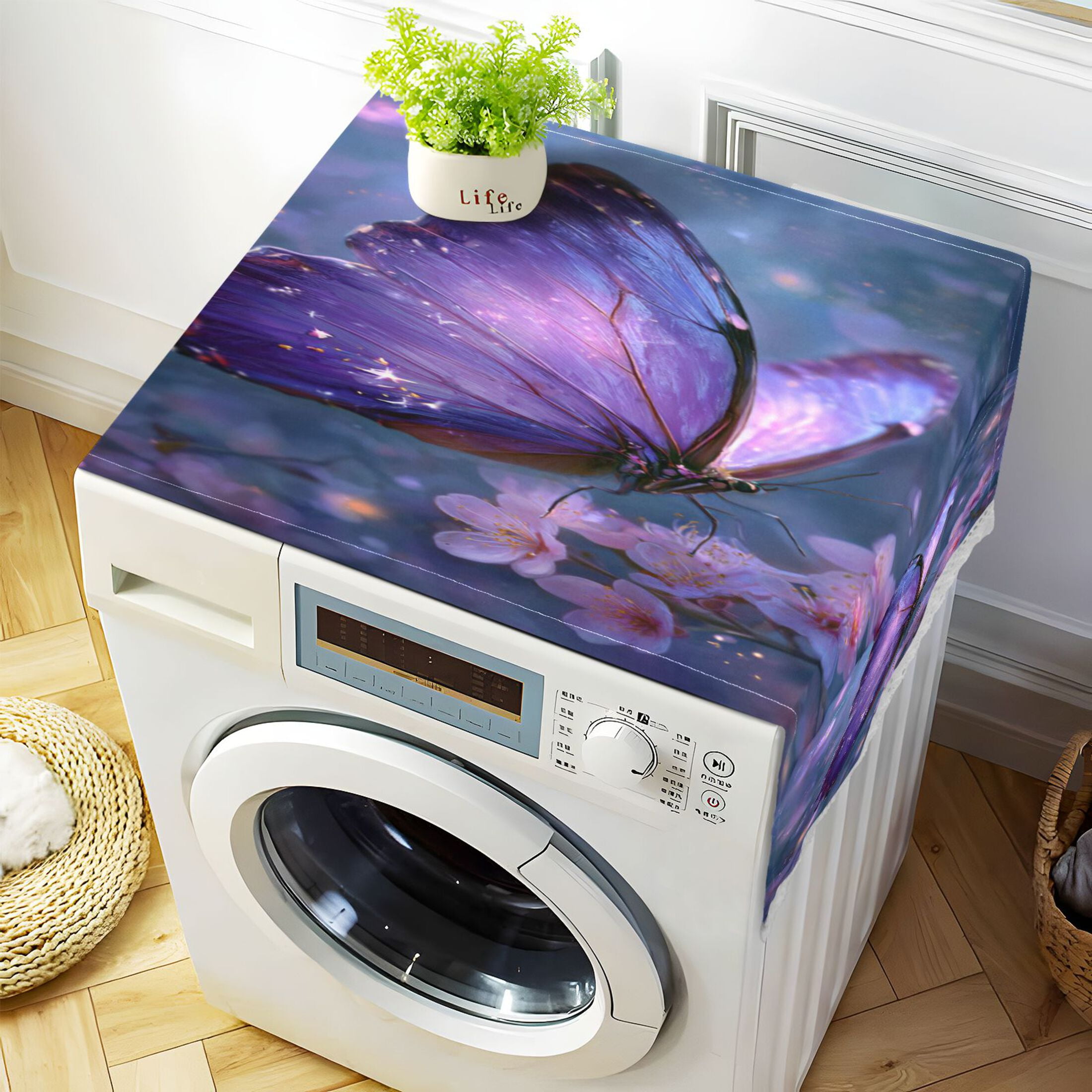 DEIARA Sakura Purple Butterfly Washing Machine Cloth Dryer Refrigerator ...