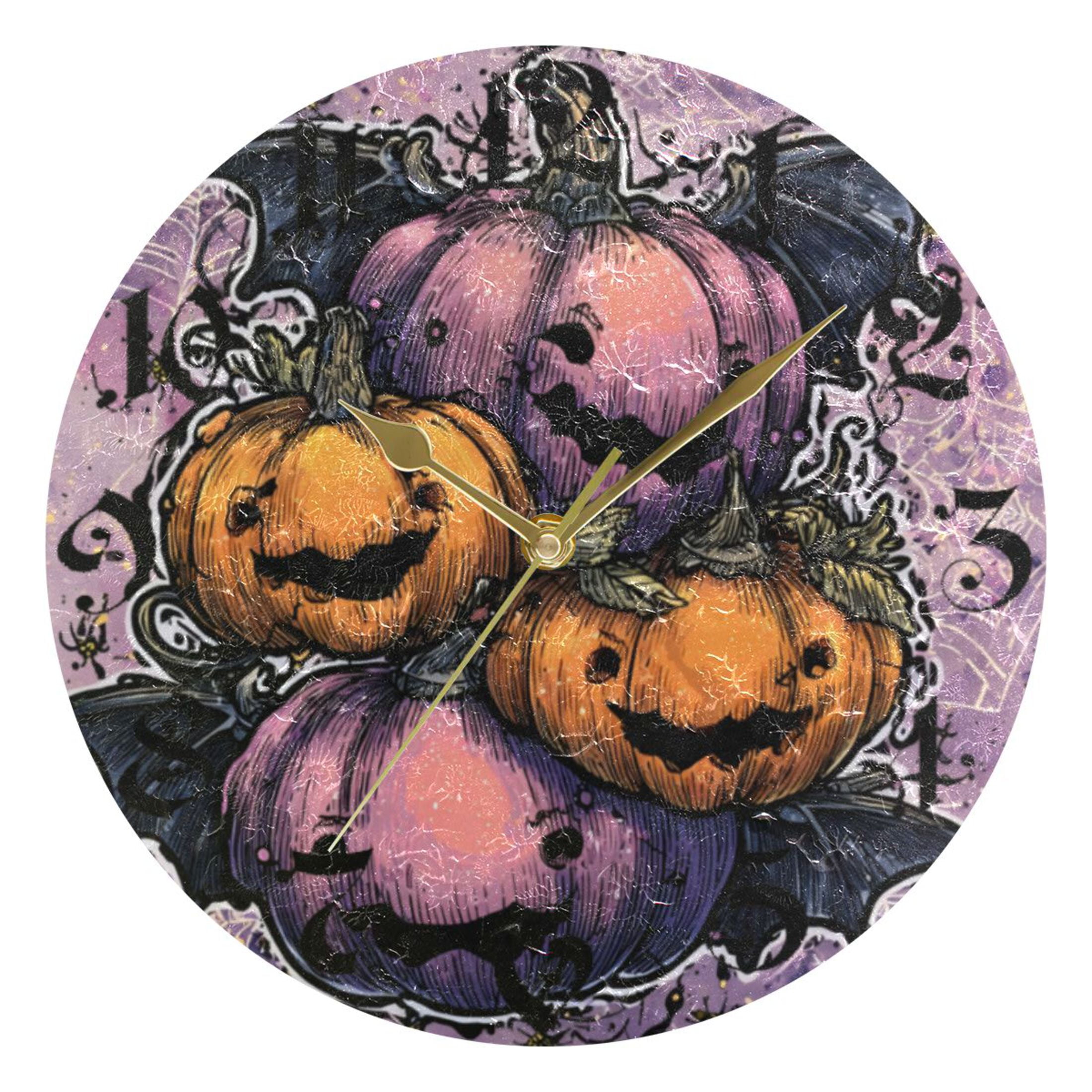 DEIARA Smile Pumpkin Burgundy Butterfly Wall Clock 10in Silent ...