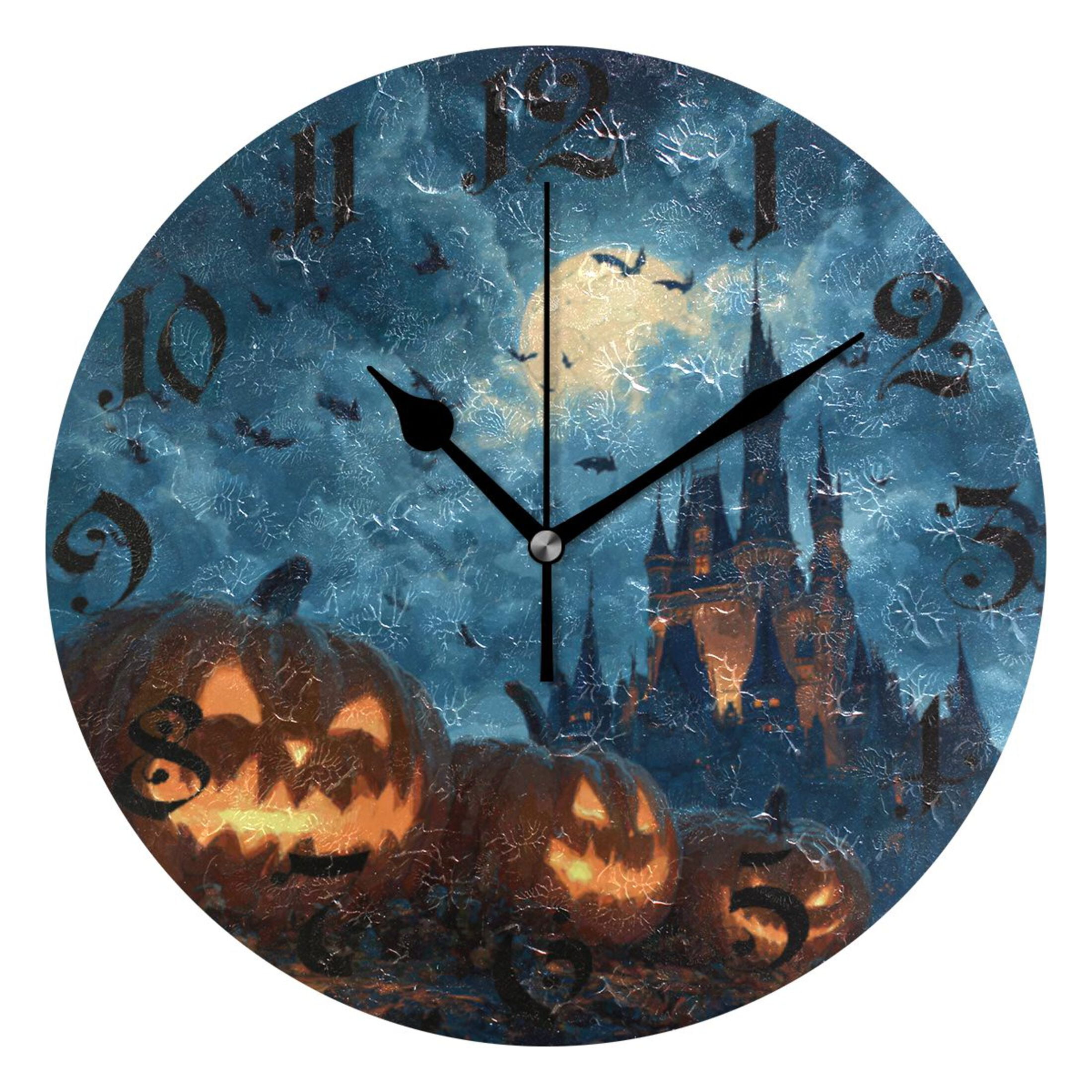 DEIARA Spooky Castle Burgundy Butterfly Wall Clock 10in Silent ...