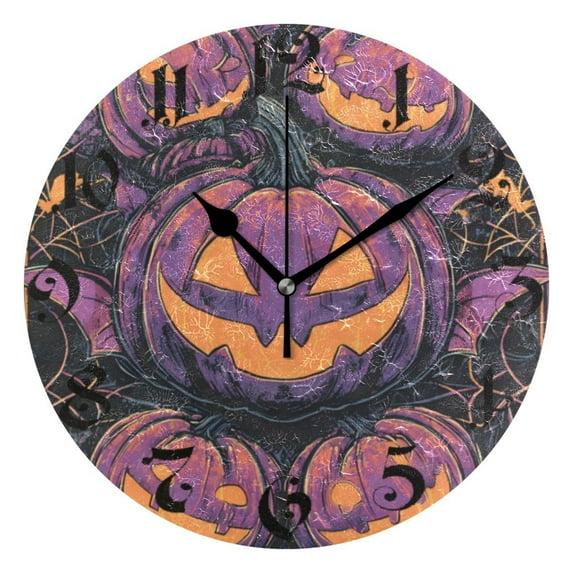 DEIARA Wicked Pumpkin Burgundy Butterfly Wall Clock 10in Silent ...