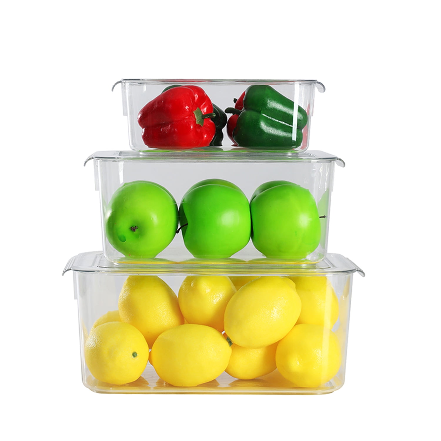 DEIKAL 3pcs Clear Organizers and Storage Bins with Lids, Stackable ...