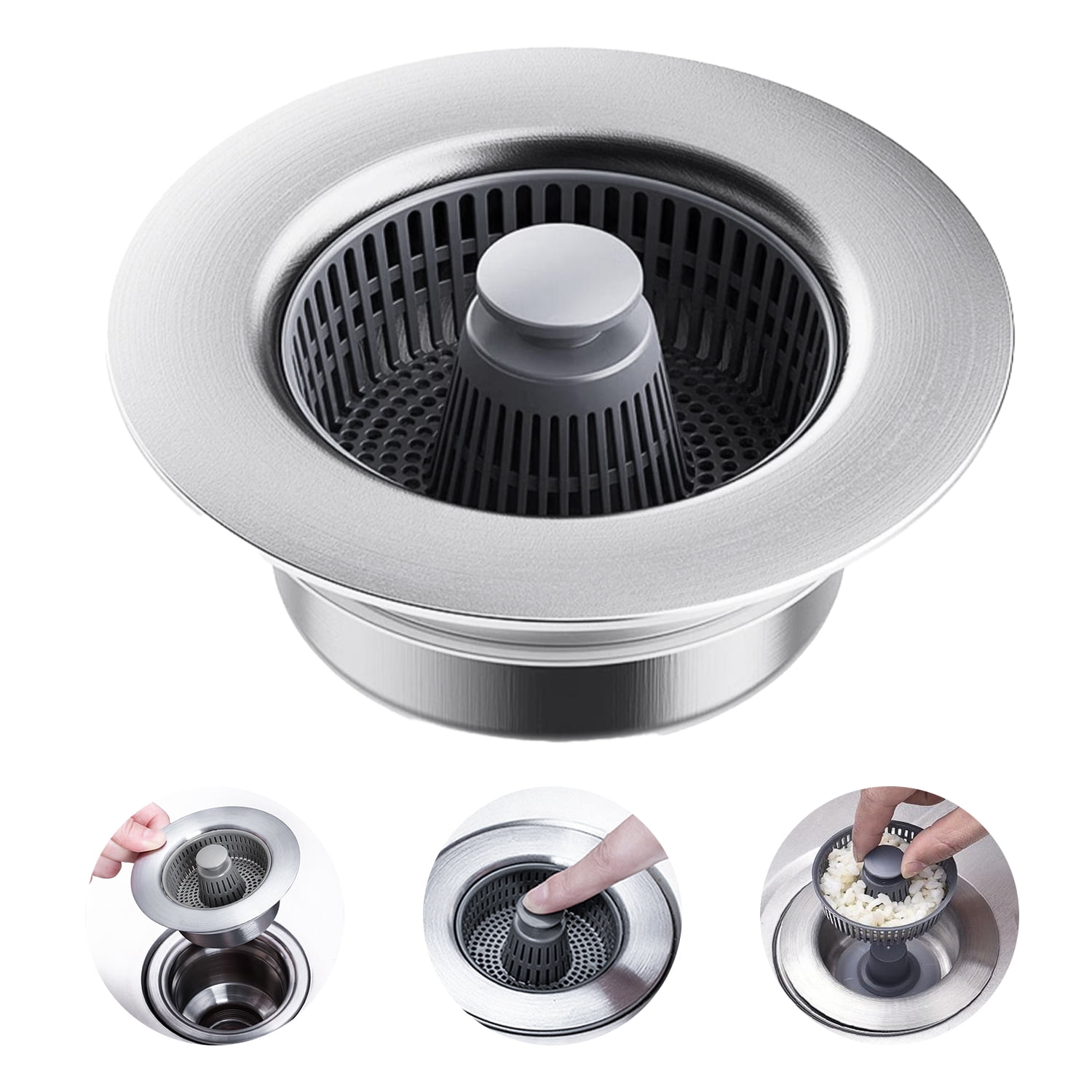 DEIKAL Upgraded 3in1 Kitchen Sink Drain Strainer & Sink Stopper ...