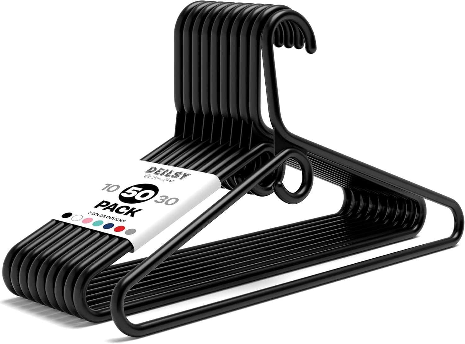 DEILSY Black Heavy Duty Hangers with Hooks for Scarves & Belts – Thick ...