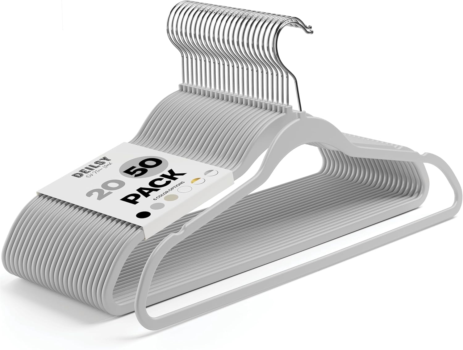 DEILSY Gray Hangers 50 Pack - Non Velvet Slim Hangers - Durable Hanger ...