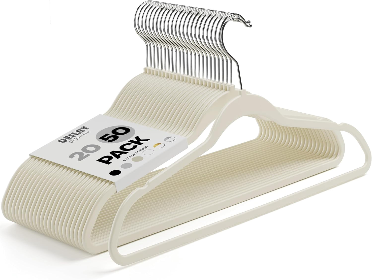 DEILSY Ivory Hangers 50 Pack - Non Velvet Slim Hangers - Durable Hanger ...