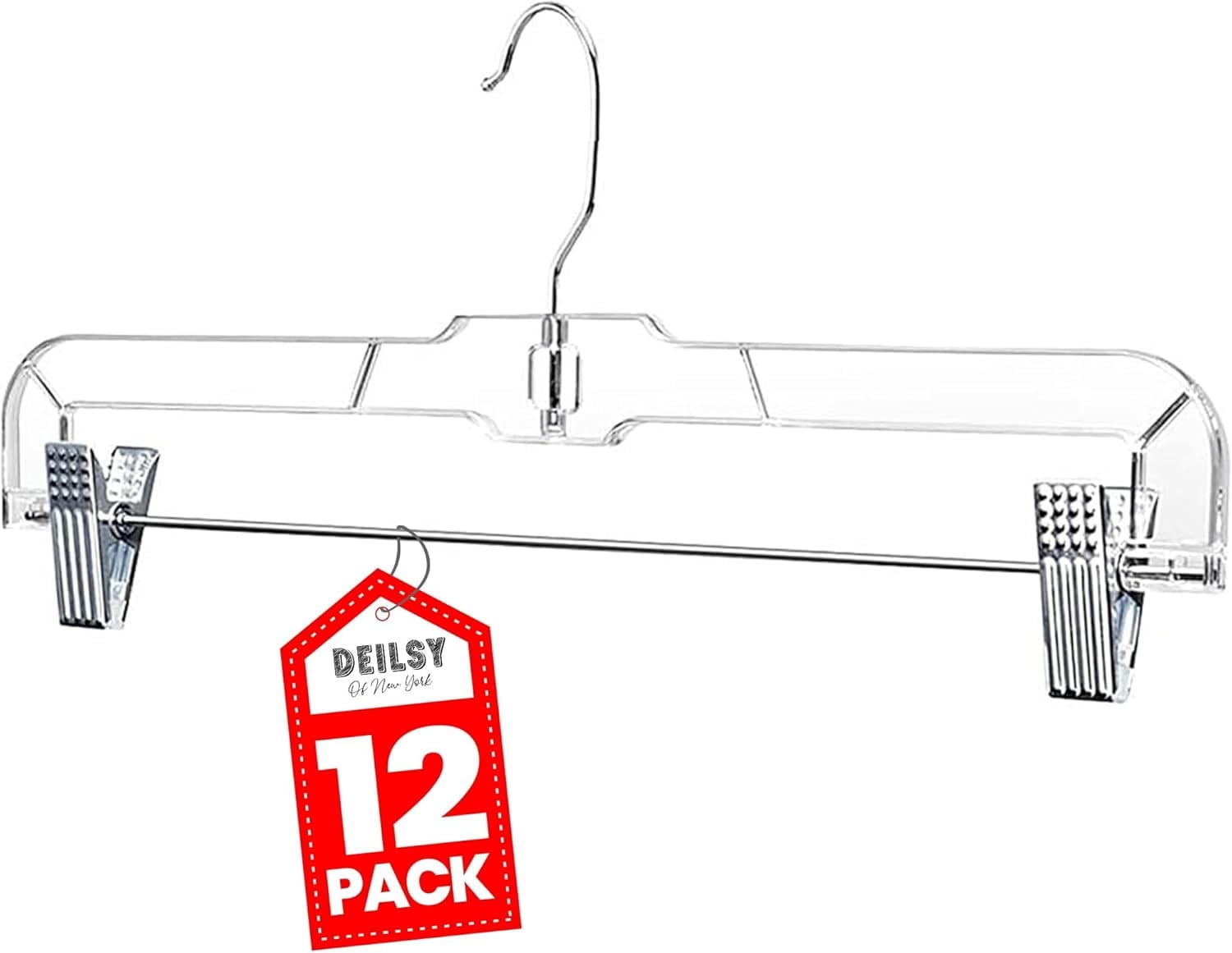 DEILSY Skirt Hangers with Metal Hook & Adjustable Clip - Clear Plastic ...