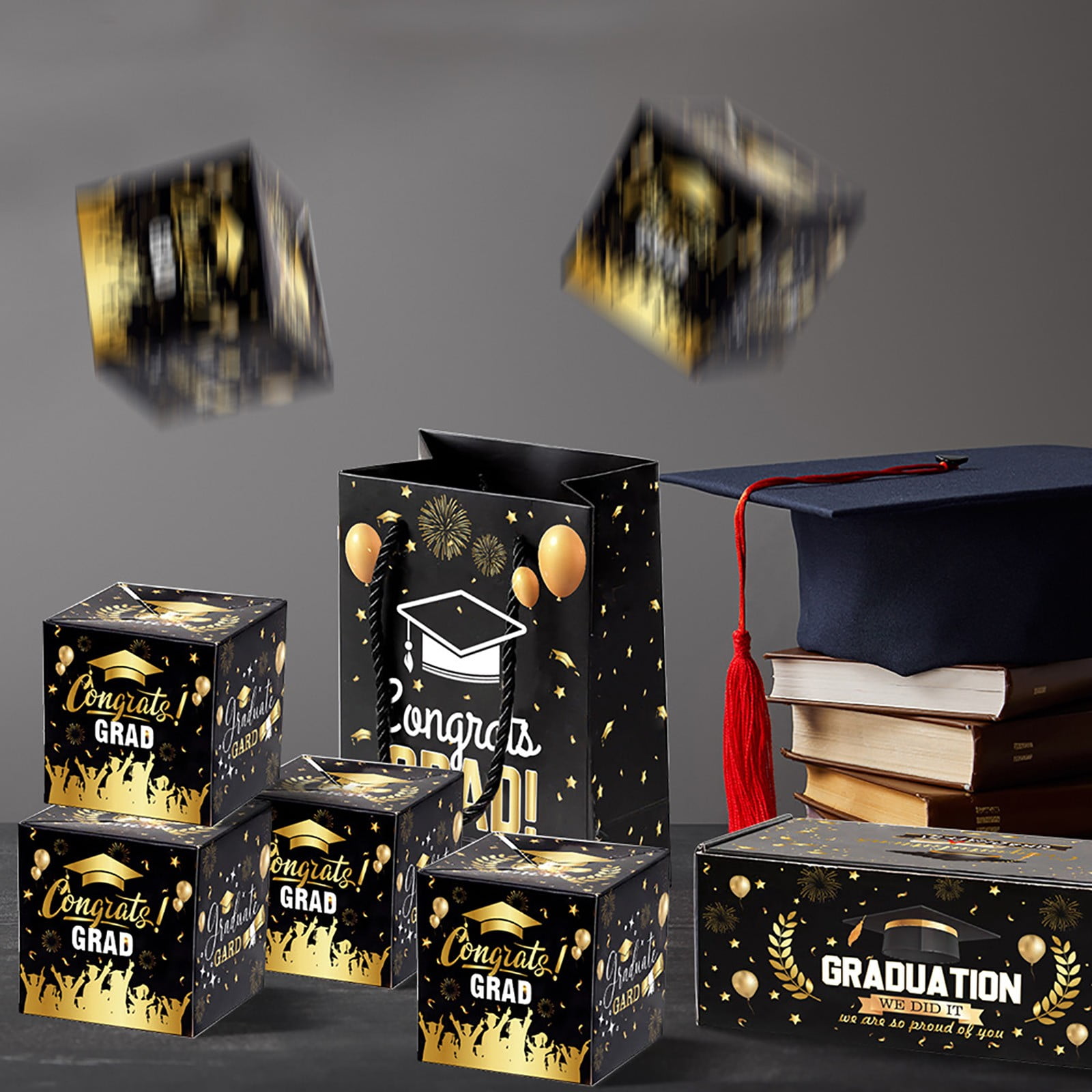 DEJUPE 12 Pcs 2025 Graduation Explosion Gift Boxes 12 Bounces Exploding Money Box DIY Congrats ...