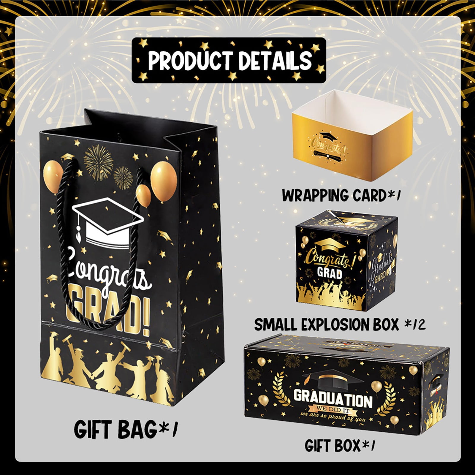 DEJUPE 2025 Graduation Card Box Holder Black Graduation Party ...