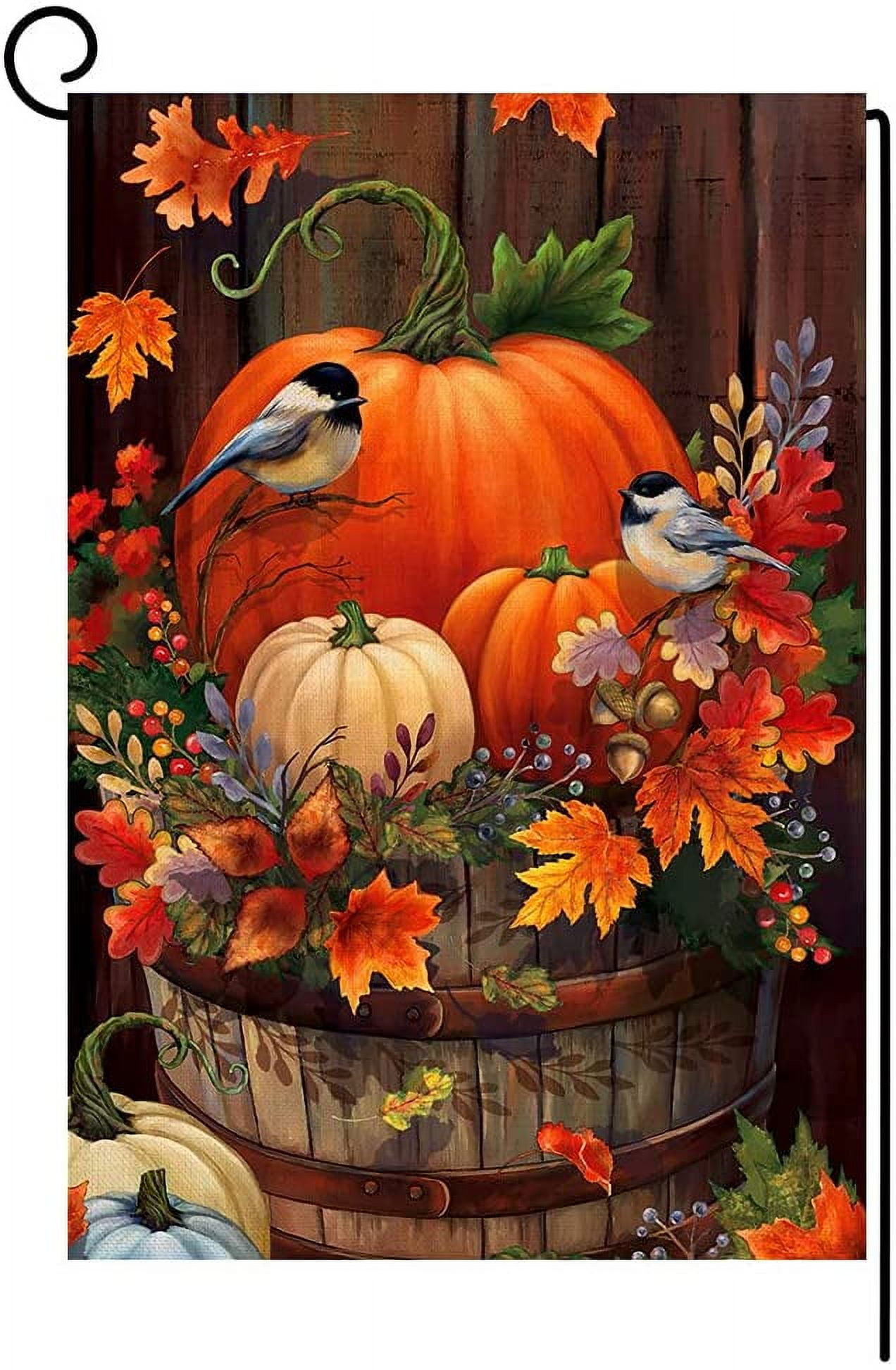 DEJUPE Fall Thanksgiving Pumpkin Small Garden Flag 12x18 Inch Vertical ...