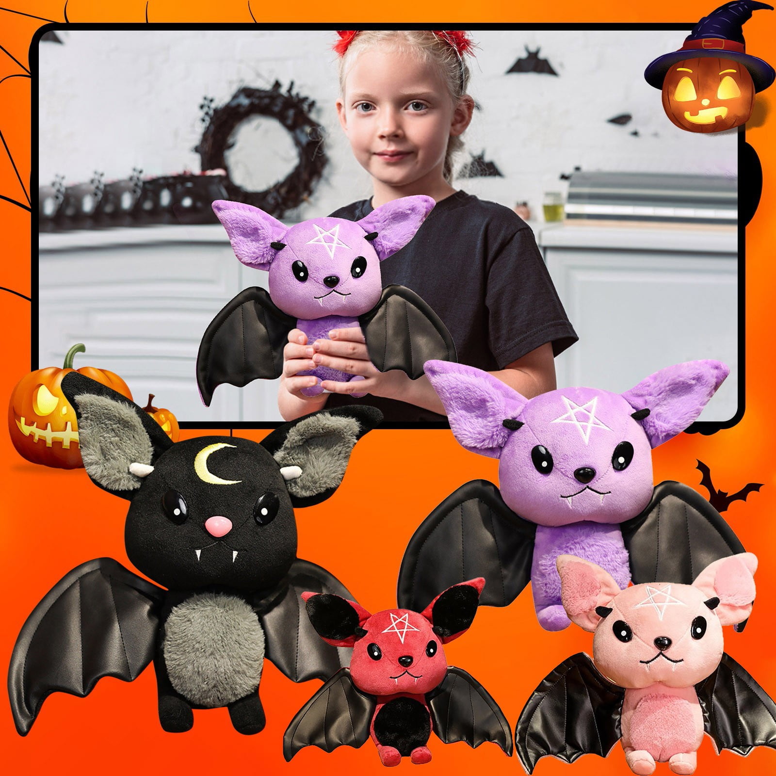 DEJUPE Halloween Decorations Bat Plush Doll, Halloween Crazy Bat Plush ...
