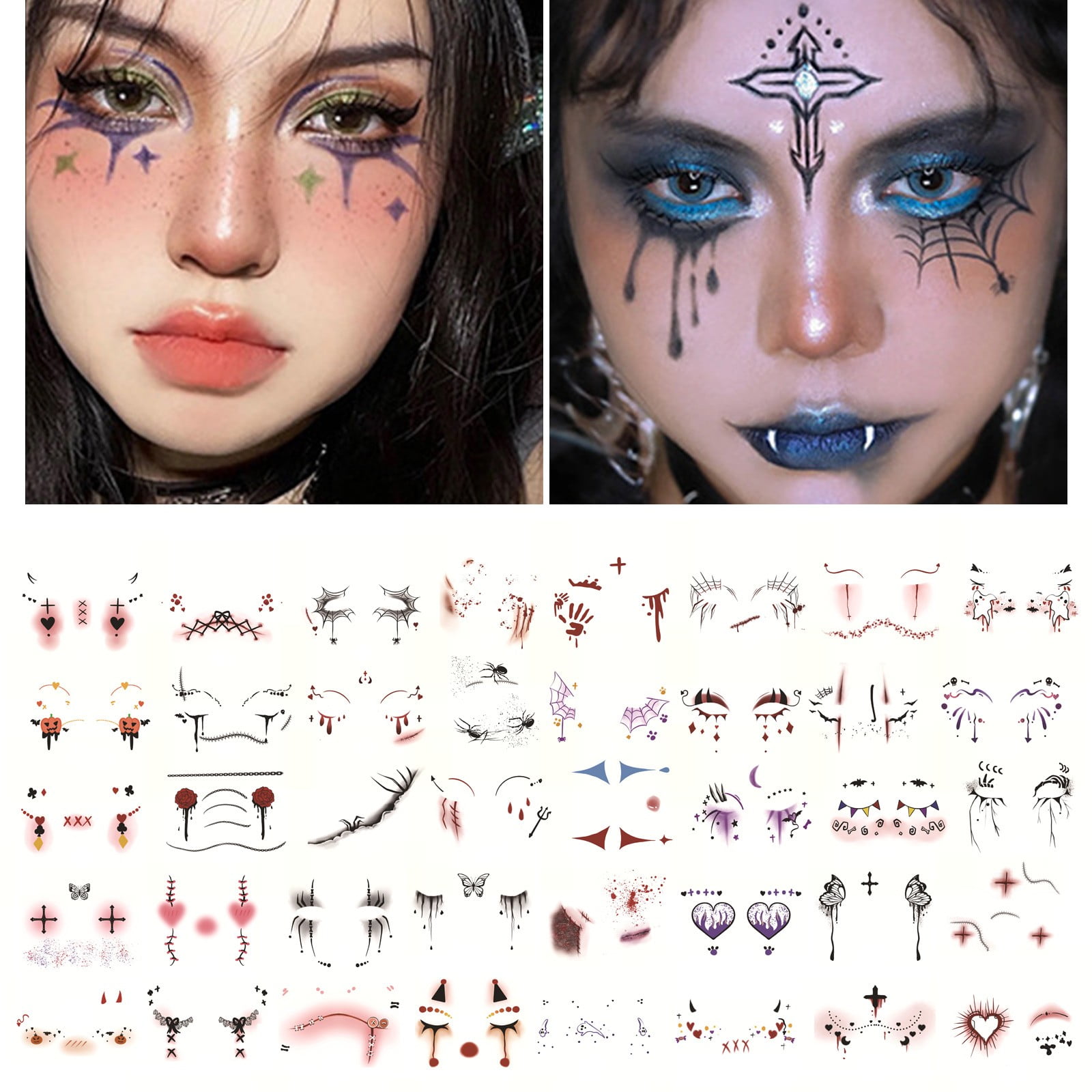 DEJUPE Halloween Decorations, Halloween Face Eye Stickers Eye Liner ...